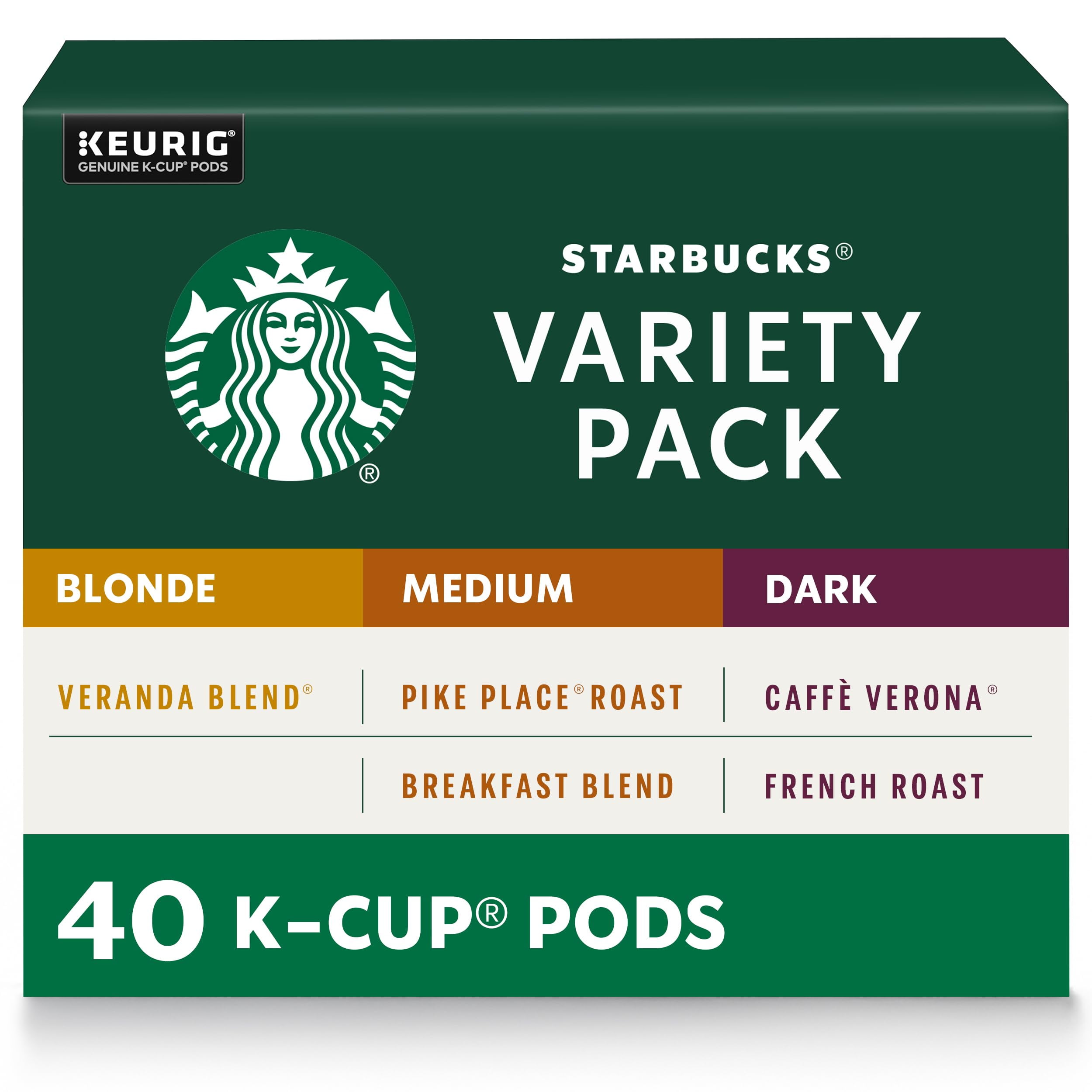 Starbucks Variety Pack K-Cup Coffee Pods - Blonde, Medium & Dark Roast ...