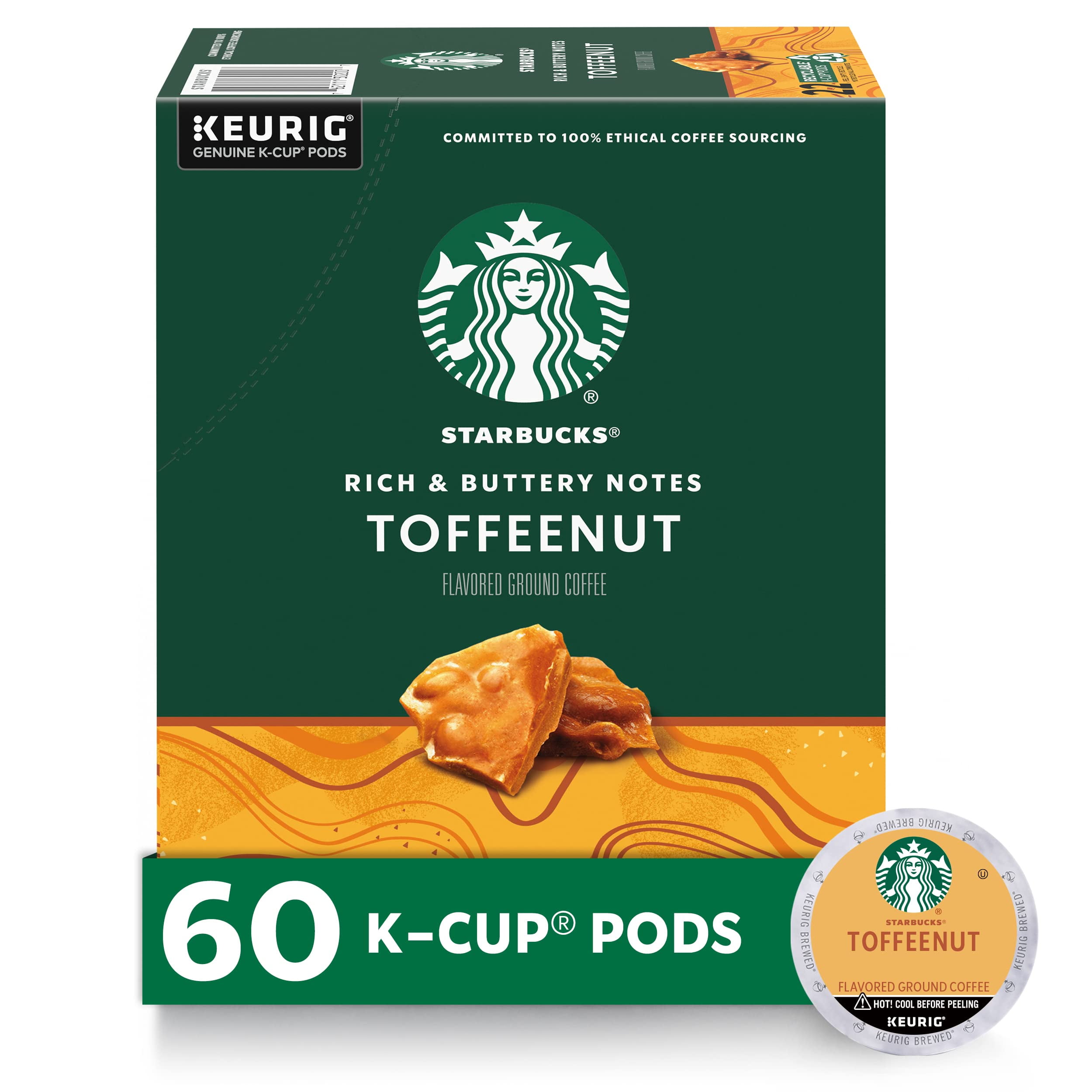 Starbucks Medium Roast Coffee Pods, Toffeenut Flavor for Keurig Brewers ...