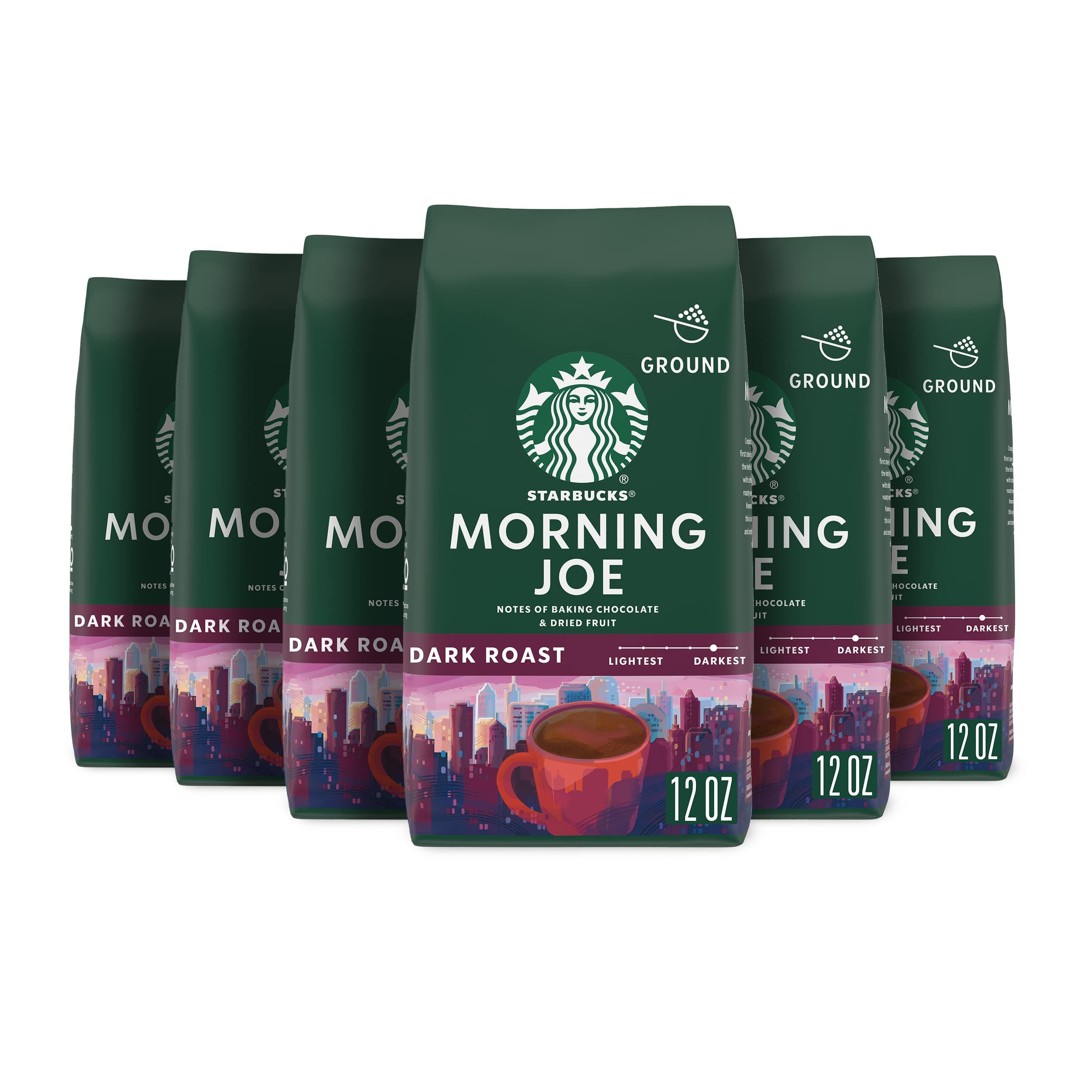 Starbucks Morning Joe Gold Coast Dark Roast Ground Coffee, 12 Oz Pack ...
