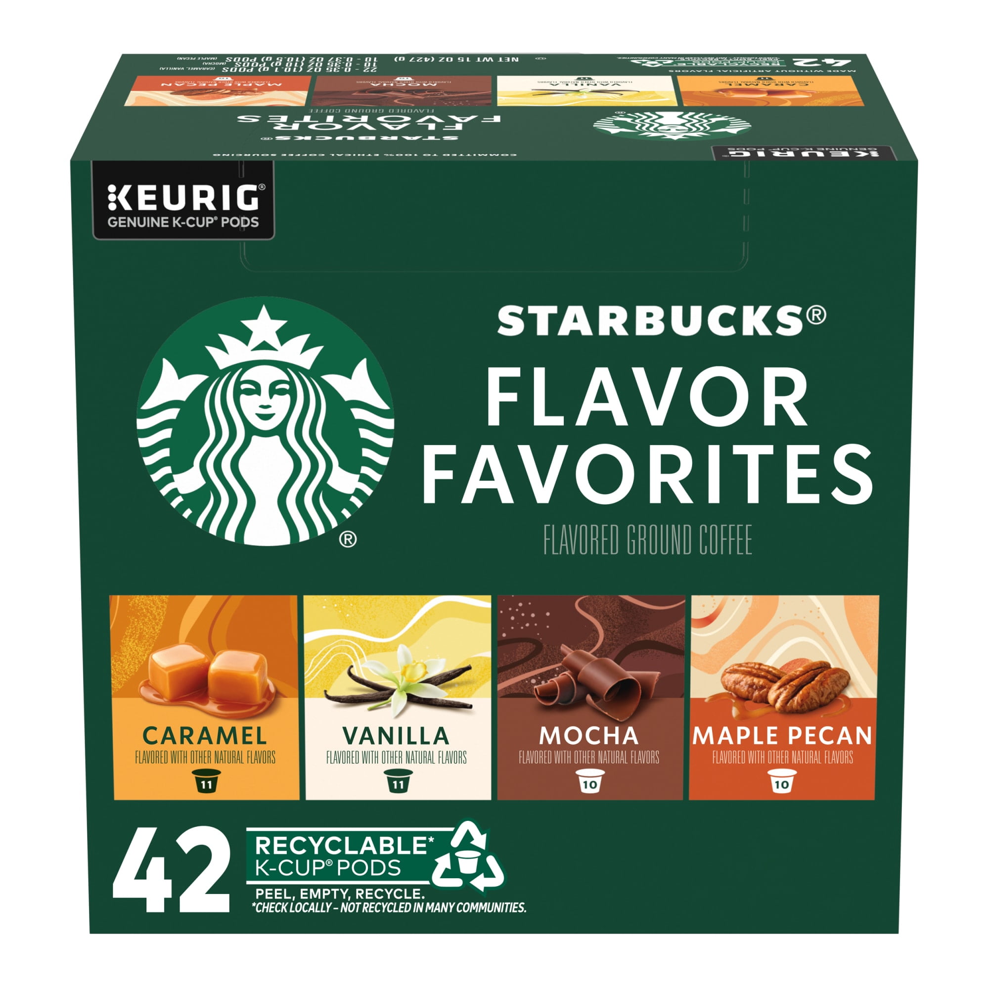 Starbucks Naturally Flavored Variety Pack, K-Cup Coffee Pods, 42 Count ...