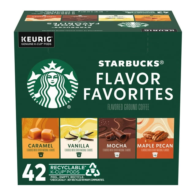 Starbucks Naturally Flavored Variety Pack, K-Cup Coffee Pods, 42 Count ...