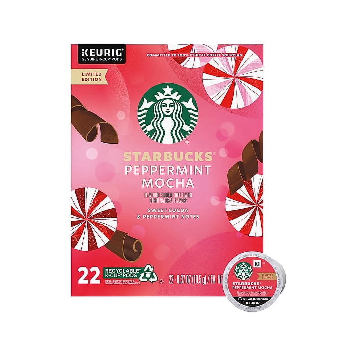 Starbucks Peppermint Mocha Coffee Keurig K-Cup Pods, Light Roast, 22 ct ...