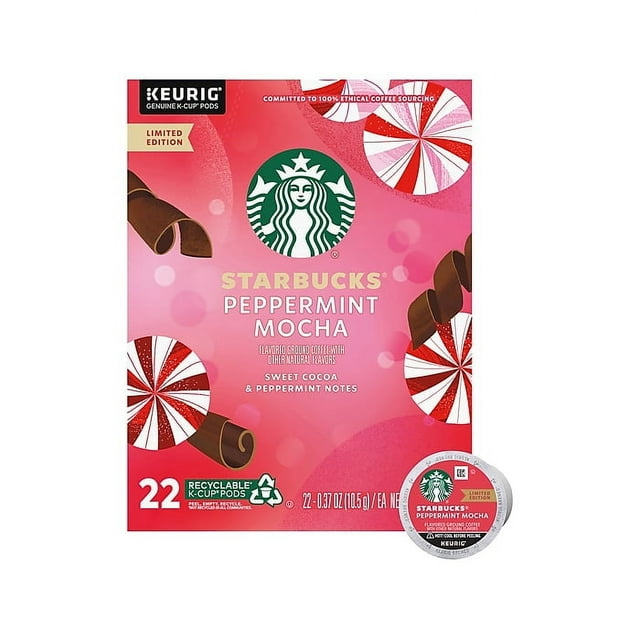 Starbucks Peppermint Mocha Coffee Keurig K-Cup Pods, Light Roast, 22 ct Pack of 3 - Walmart.com