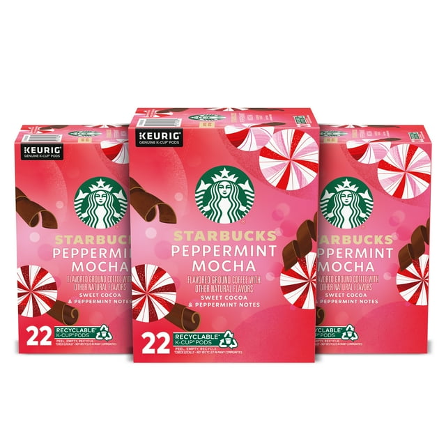 (3 pack) Starbucks Peppermint Mocha Naturally Flavored K-Cup Coffee Pods, 22 Count K Cups ...