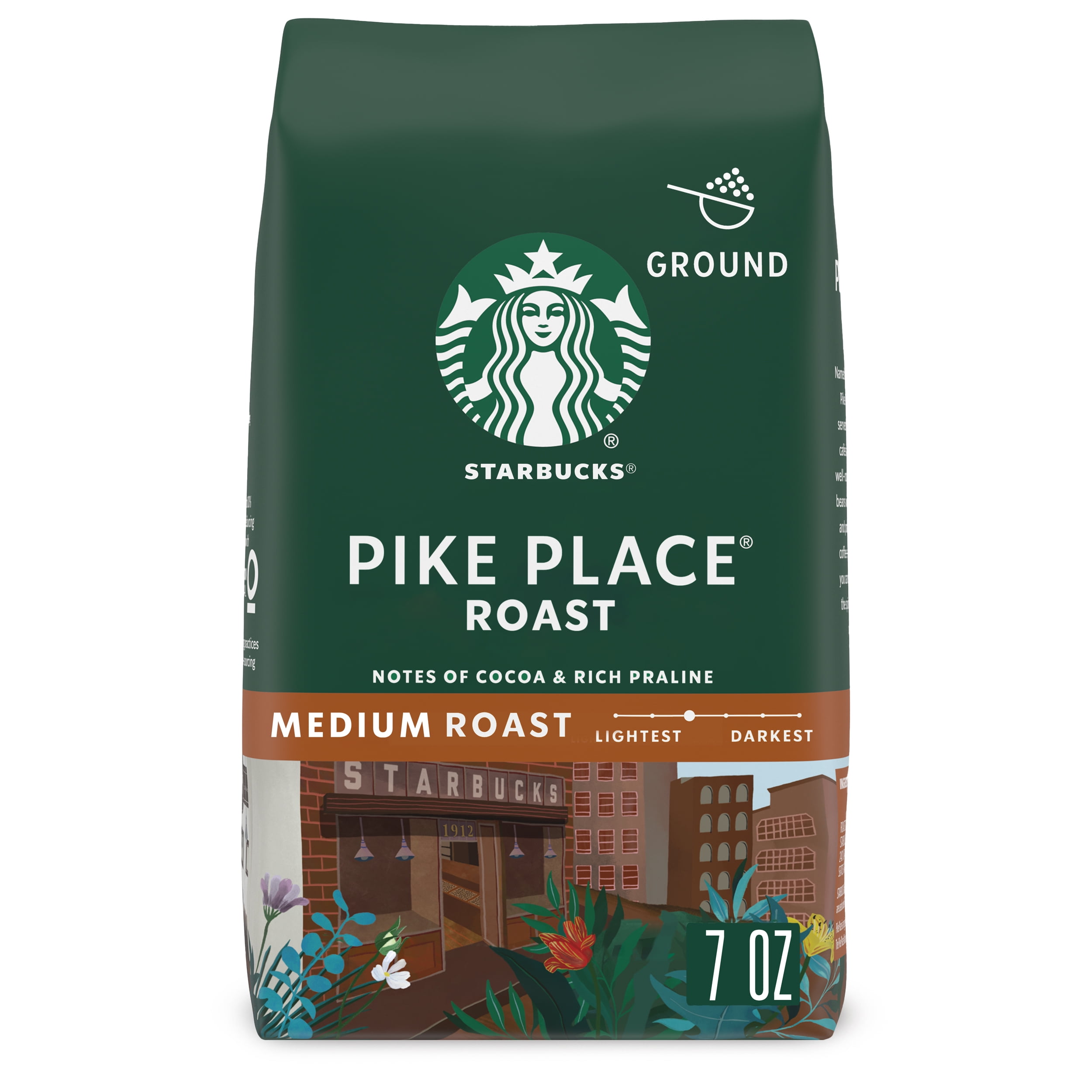 Starbucks Pike Place Roast, Ground Coffee, Medium Roast, 7 oz, Smooth ...