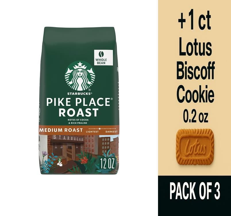 Starbucks Pike Place Roast Medium Roast Whole Bean Coffee - 12 oz ...