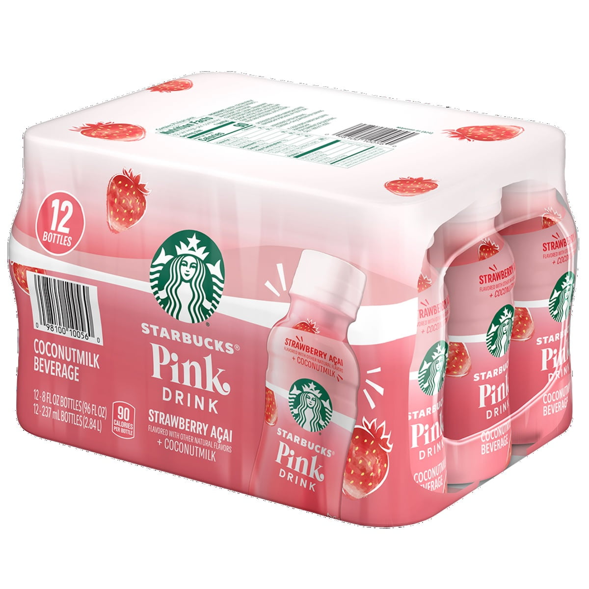 Starbucks Pink Drink, Strawberry Acai Coconutmilk Beverage, 8 Fl Oz (12 ...
