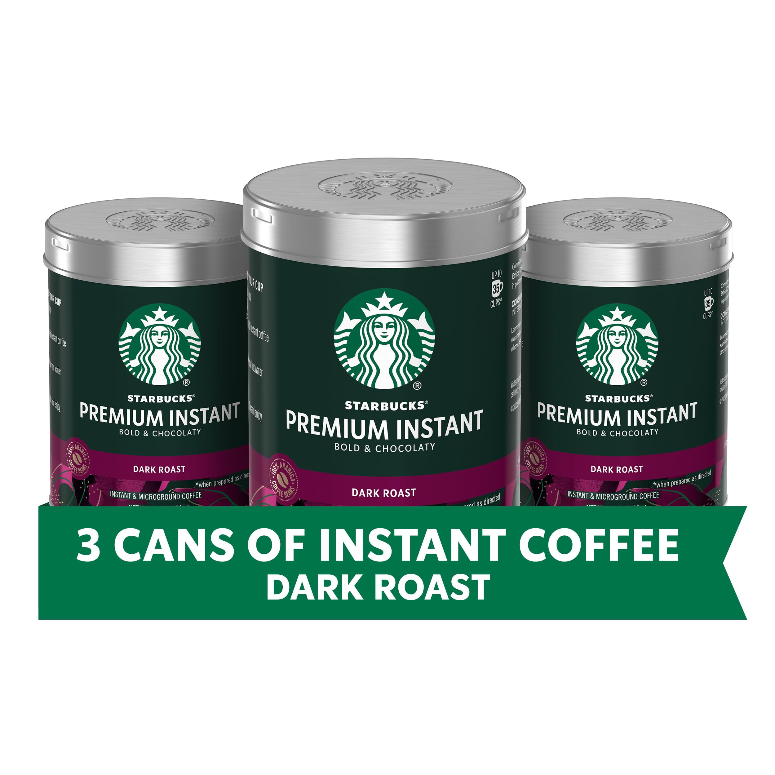Starbucks Premium Instant Coffee, Dark Roast, 100% Arabica Beans, 3 ...