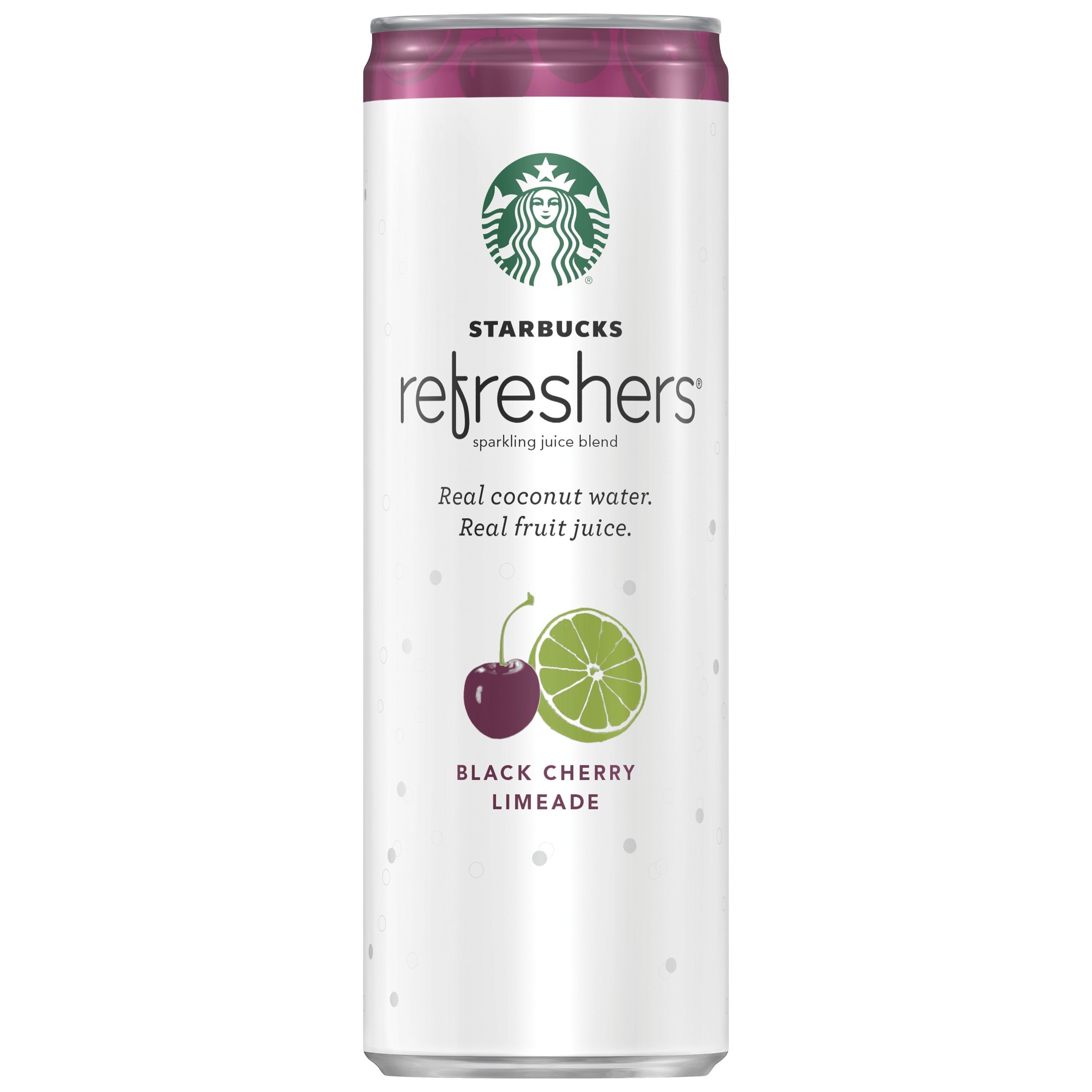 Starbucks Refreshers Black Cherry Limeade Sparkling Green Coffee Energy Beverage, 12 fl oz ...