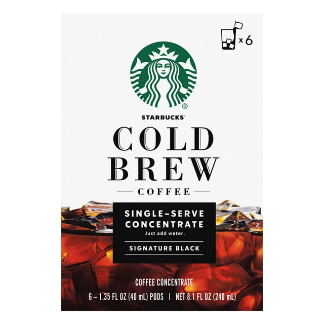 Starbucks Signature Black Cold Brew Coffee, Single-Serve Concentrate ...