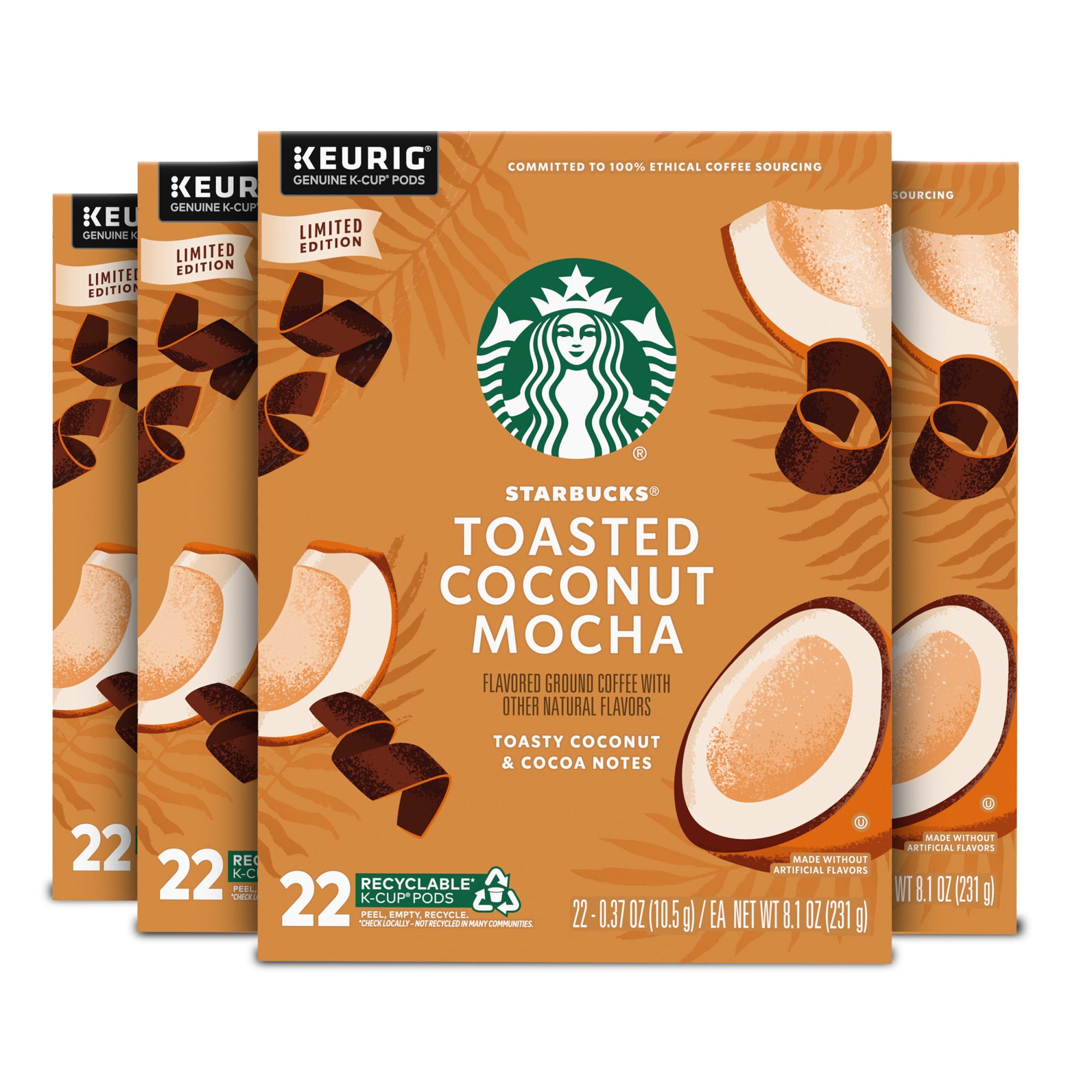 Starbucks Toasted Coconut Mocha Flavored K-Cup Coffee Pods, 100% ...