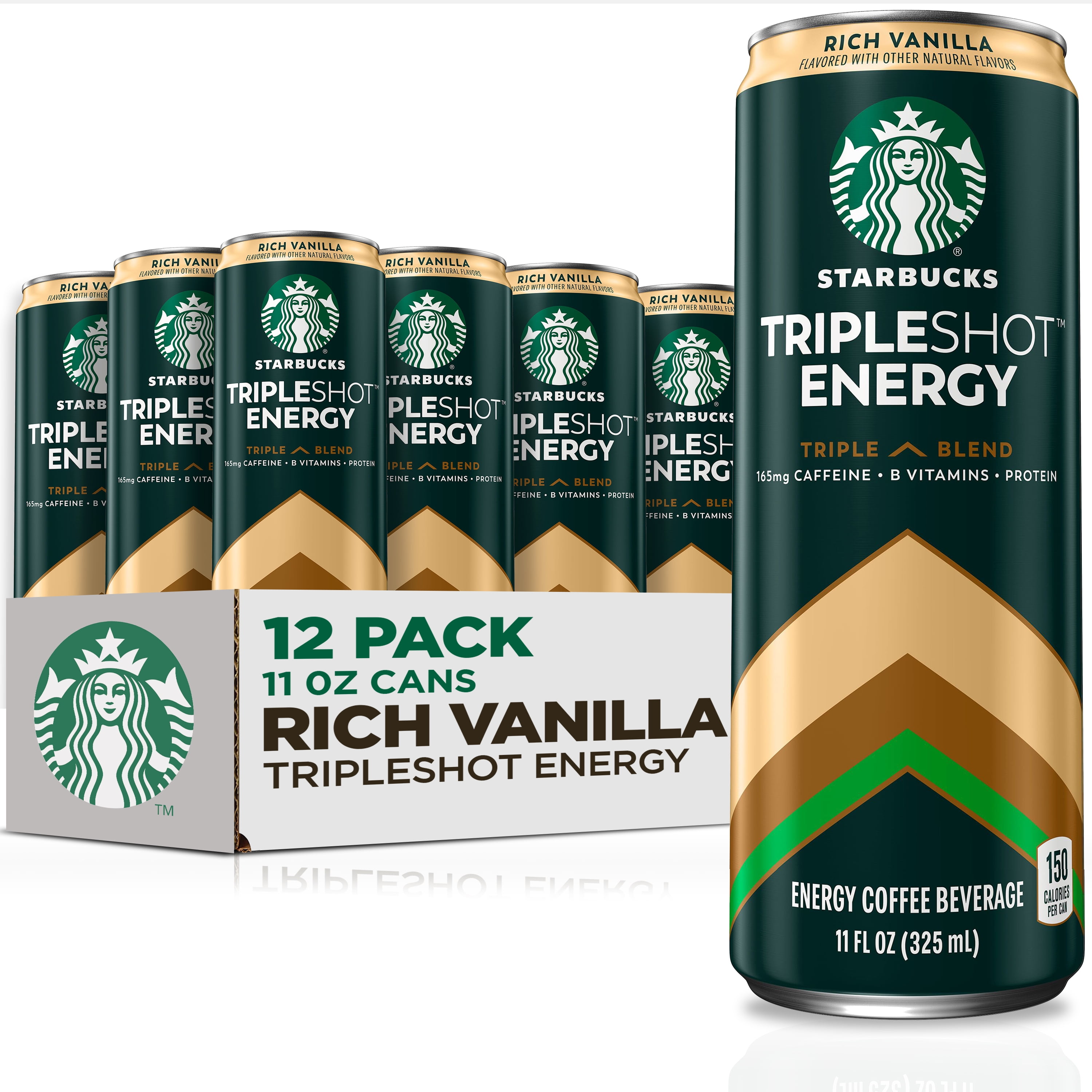 Starbucks Tripleshot Coffee Energy Drink, Vanilla Flavor, 11 fl oz Cans (12 Pack), Triple Blend ...