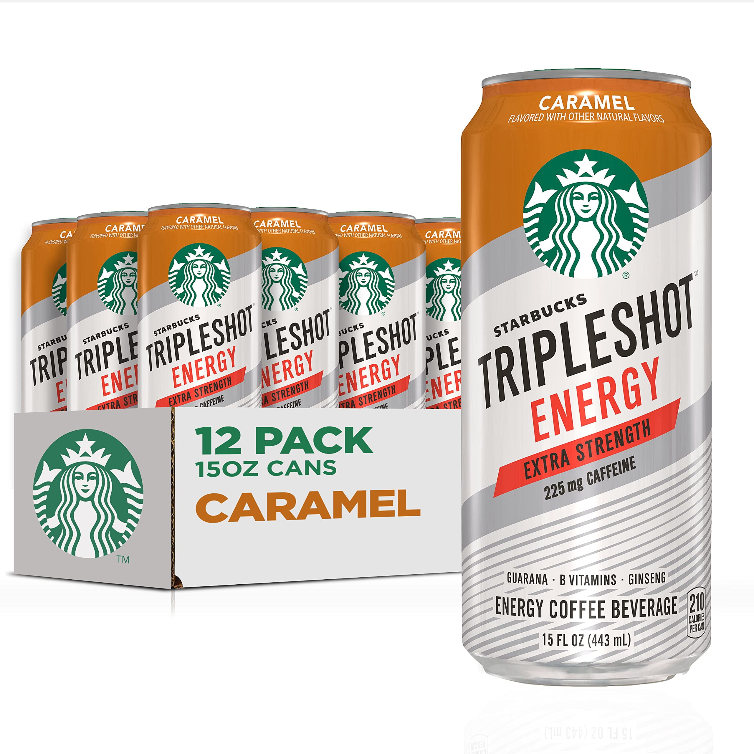 Starbucks Tripleshot Energy Extra Strength Espresso, Caramel, 225mg Caffeine, 15oz, 12 Pack ...