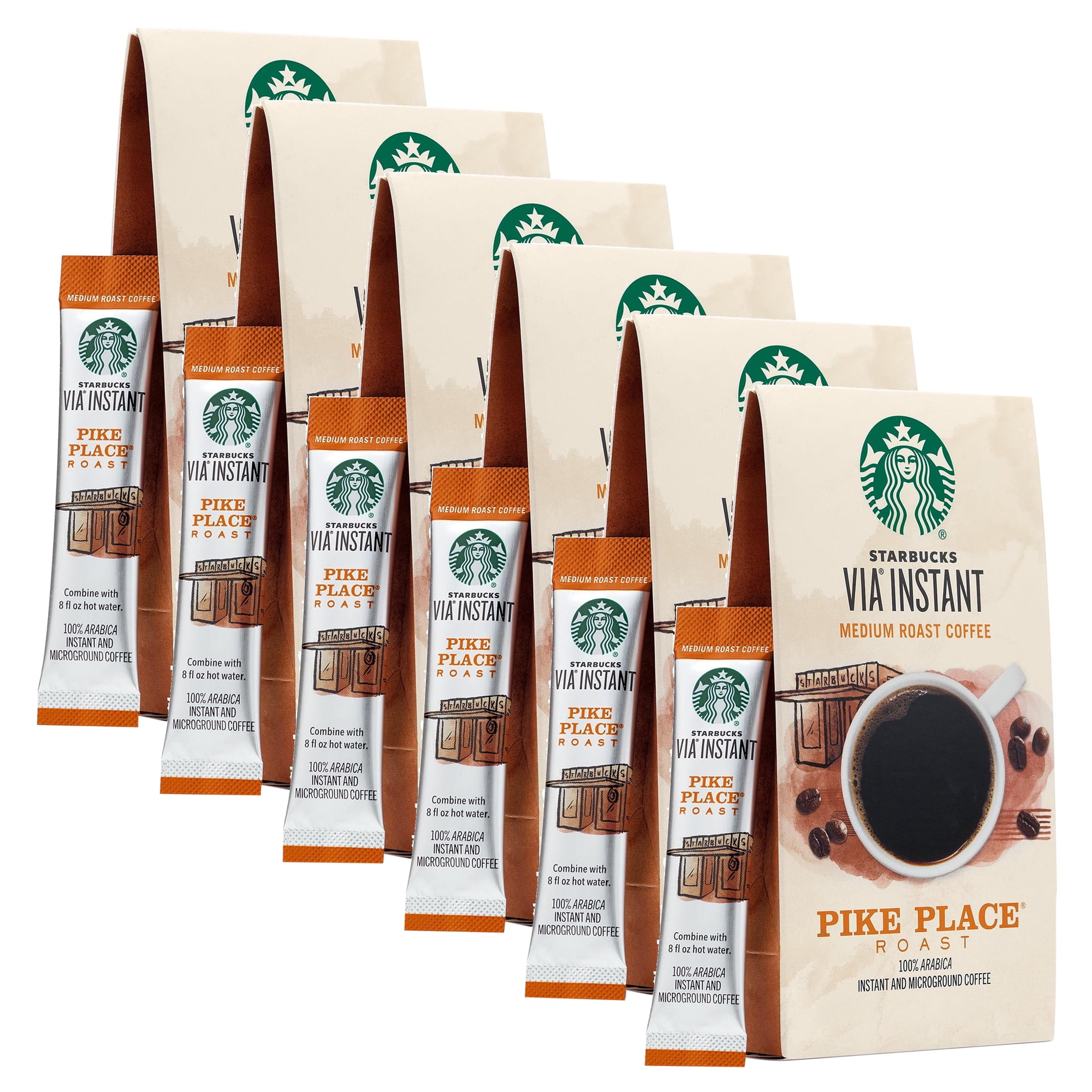 (6 pack) Starbucks VIA Pike Place Roast, Medium Roast Instant Coffee ...