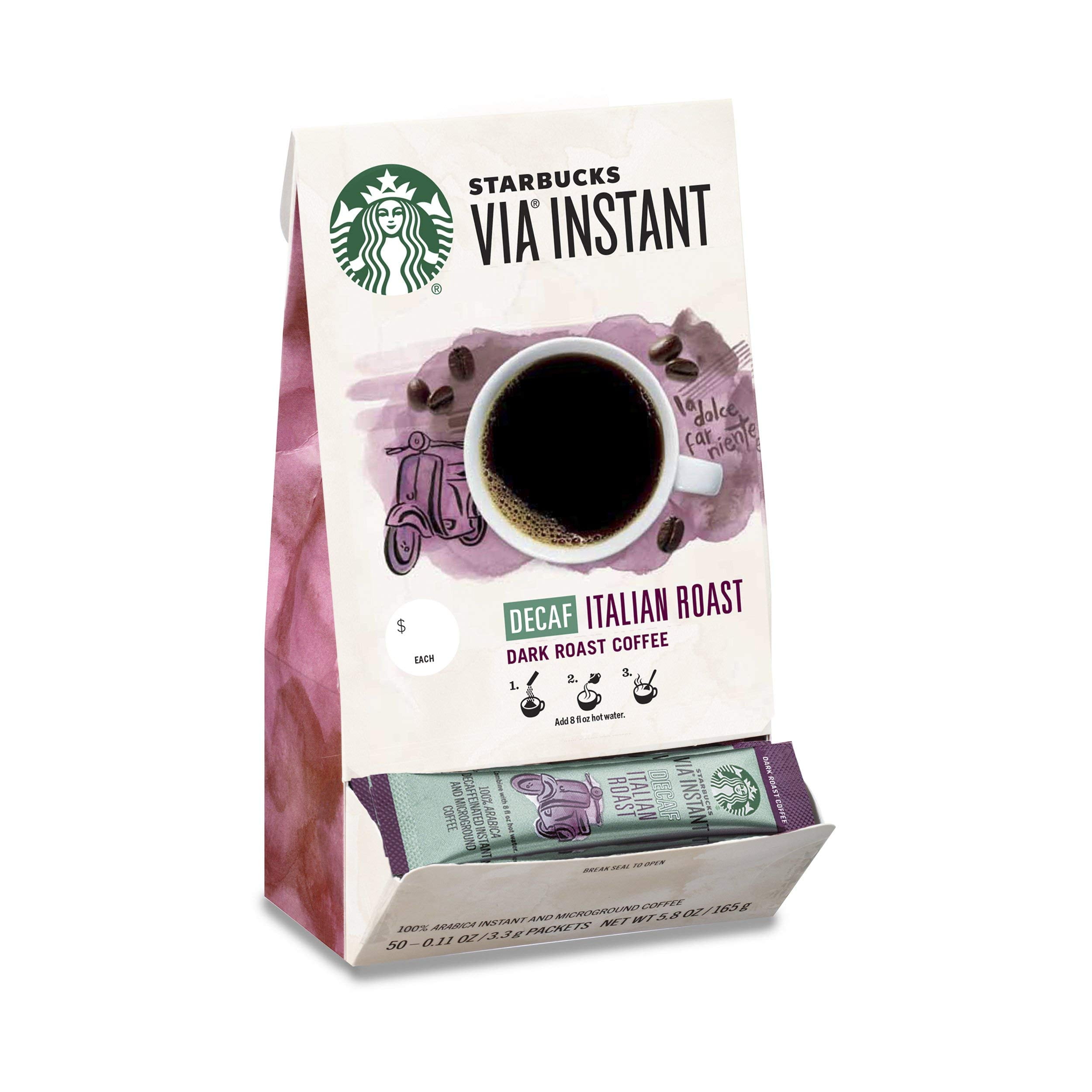 Starbucks Via Instant Coffee—Dark Roast Coffee—Decaf Italian Roast—100% ...