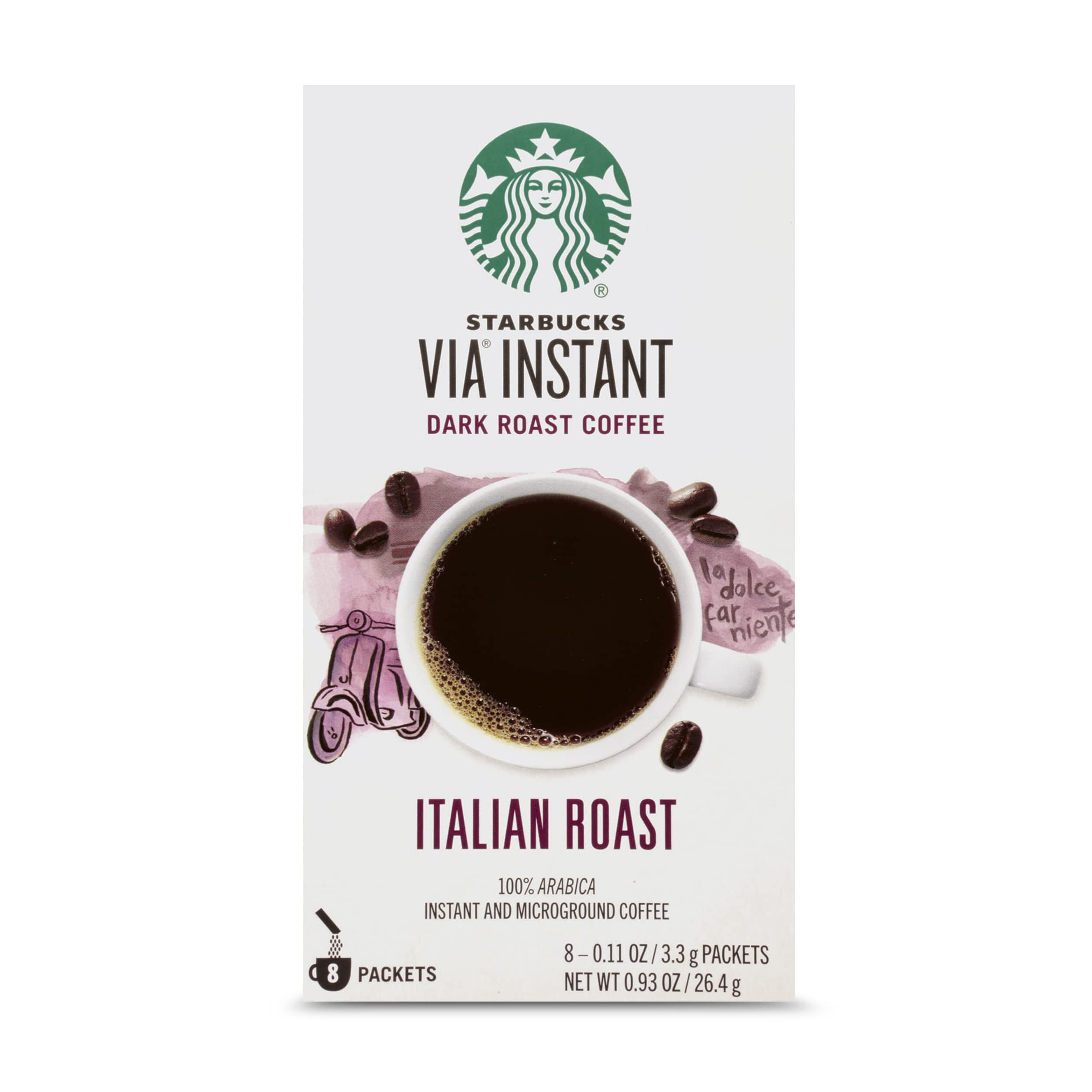 Starbucks Via Instant Coffee Dark Roast Packets — — 100% Arabica — 1 ...
