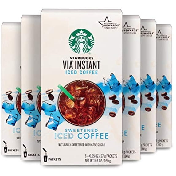Starbucks VIA Instant Medium Roast Coffee Powder, Sweetened Iced Coffee ...