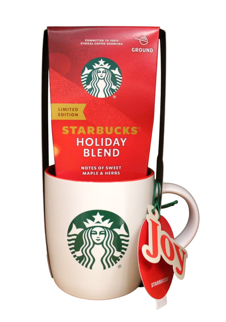 Starbucks White Ceramic Mug with Holiday Blend Coffee Gift Set ...