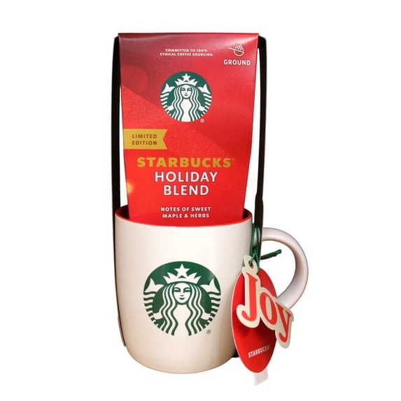 Starbucks White Ceramic Mug with Holiday Blend Coffee Gift Set ...