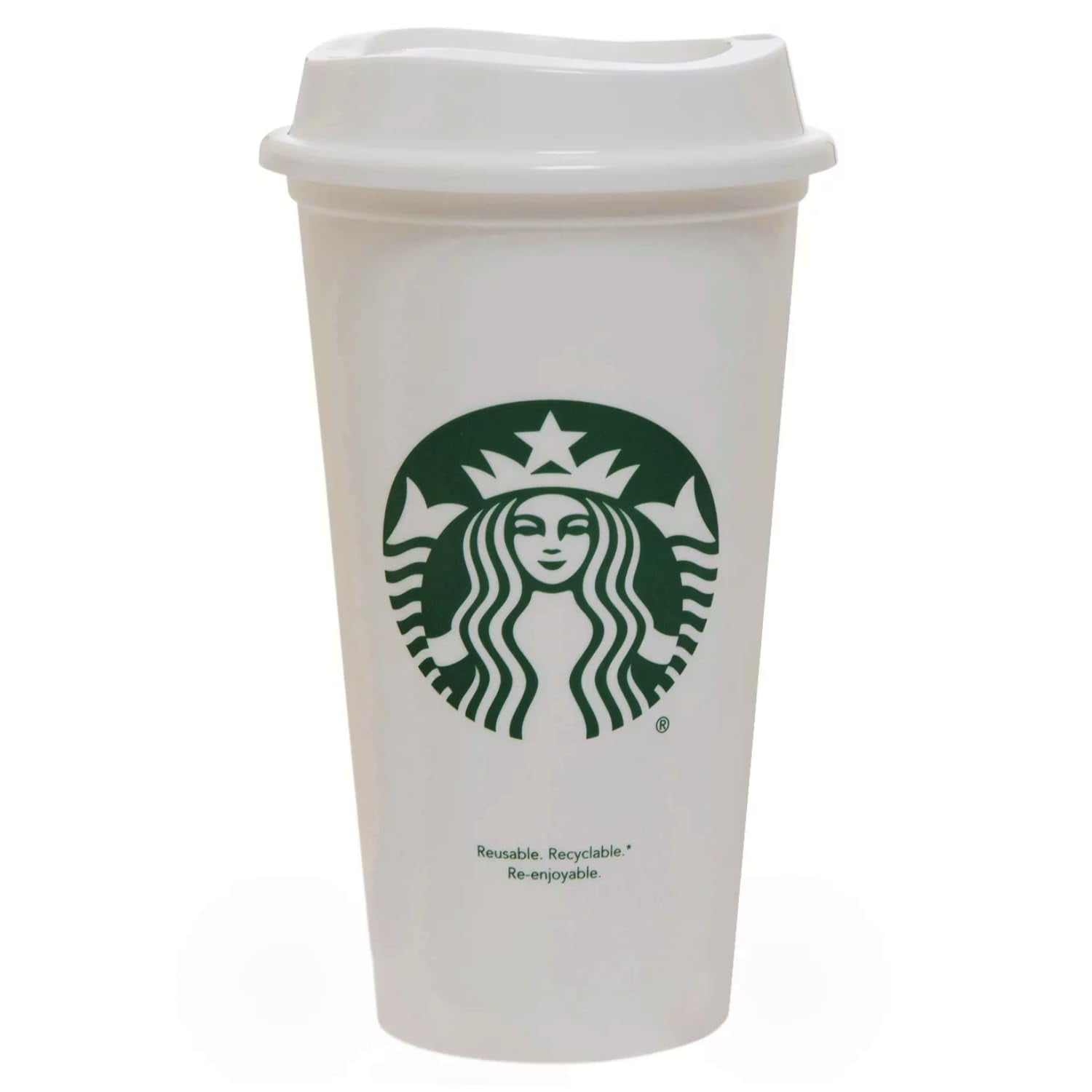 Starbucks White Reusable Plastic Travel Mug/Cup/Tumbler Grande Medium ...