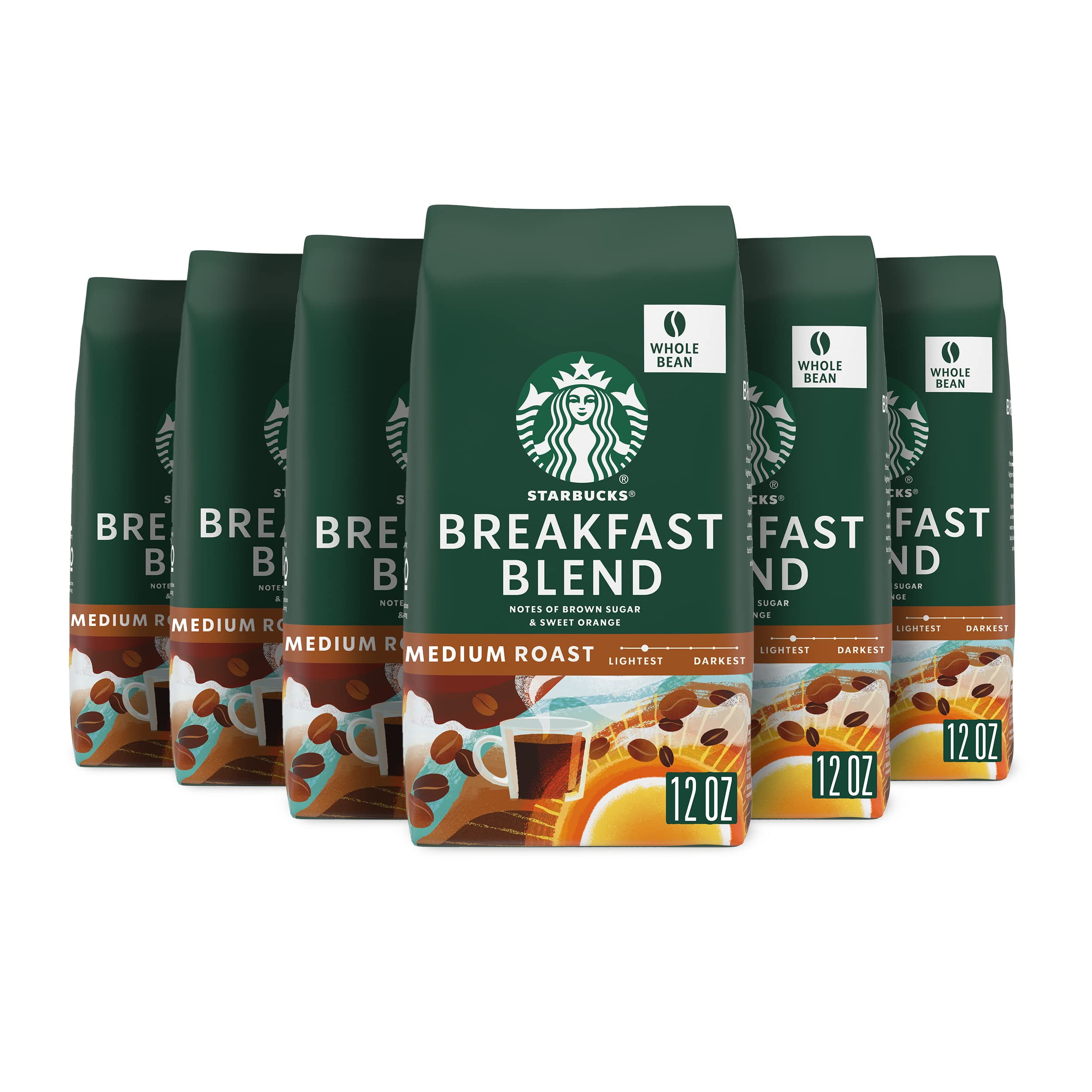 Starbucks Whole Bean AJH3 Coffee, Medium Roast Coffee, Breakfast Blend ...