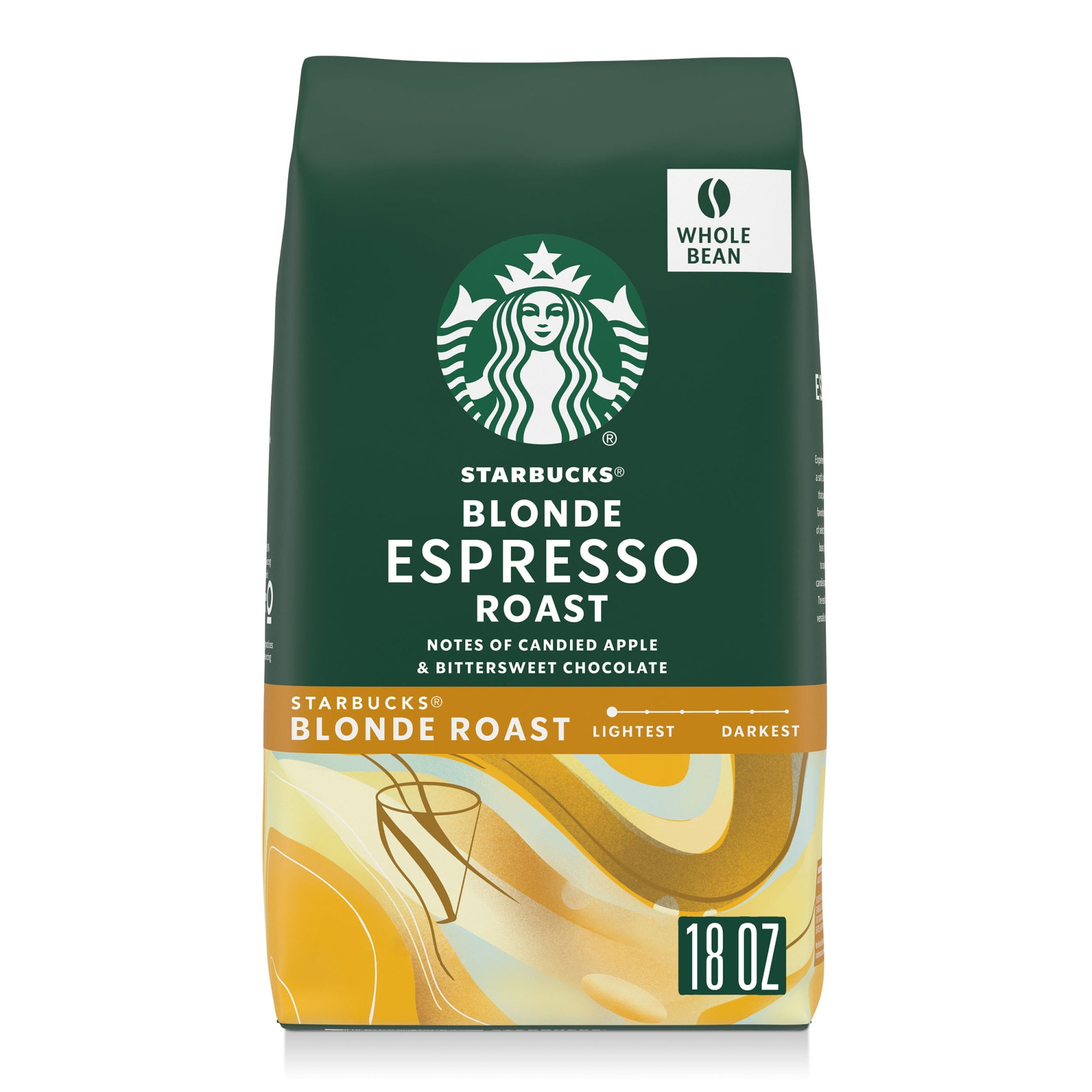 Starbucks Whole Coffee Beans, Starbucks Blonde Espresso Roast Hot or ...