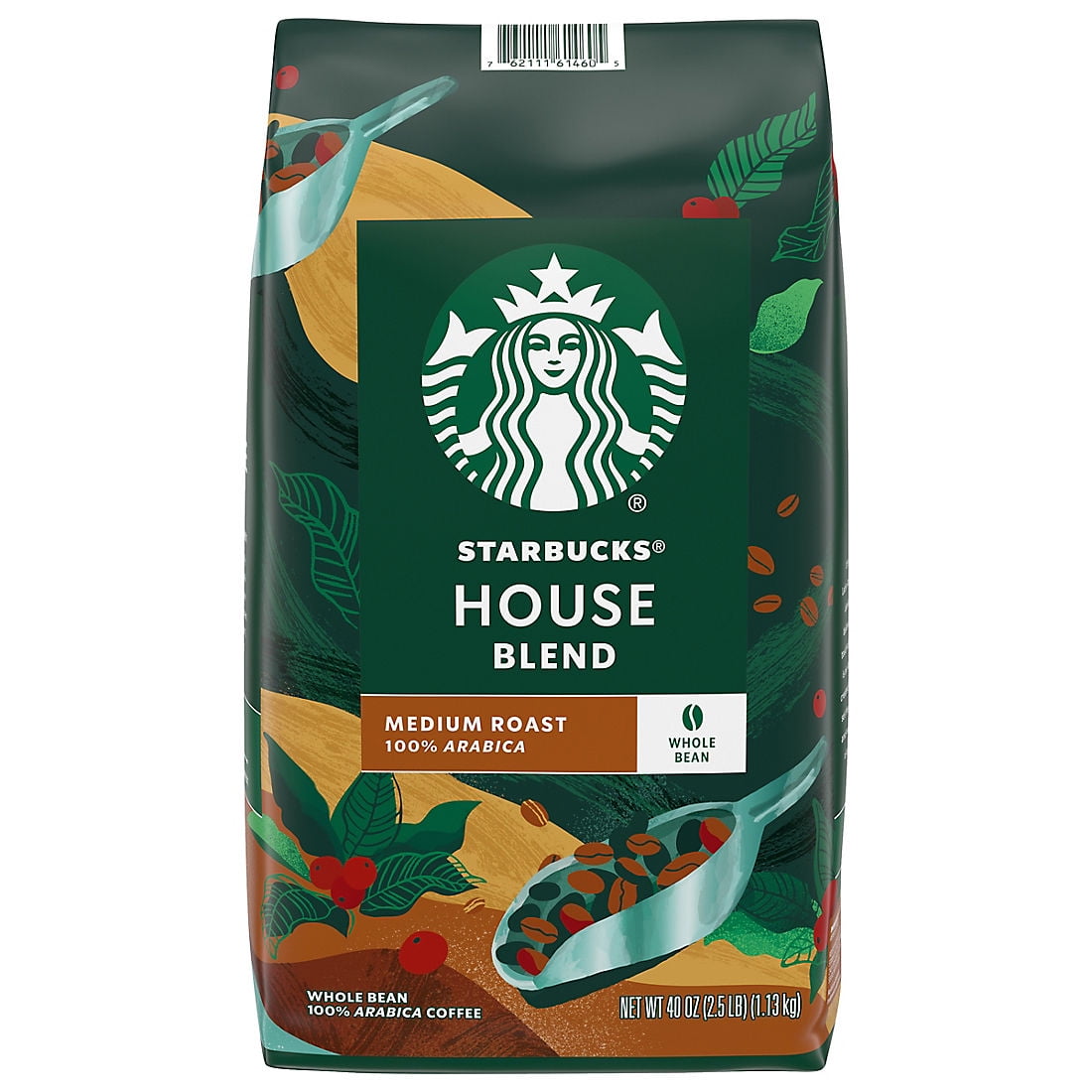 Starbucks House Blend Medium Roast Whole Bean Coffee, 1 bag (40 oz ...