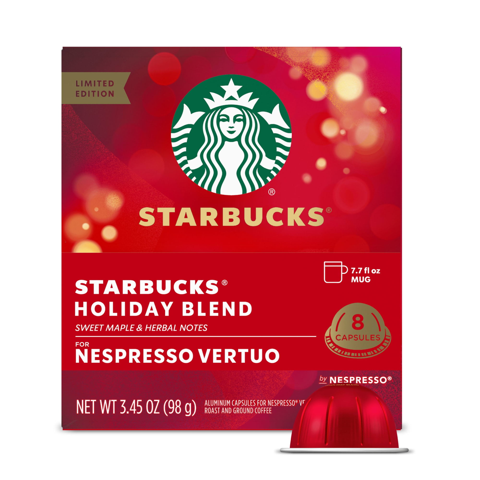 Starbucks Holiday Blend, Medium Roast Starbucks by Nespresso Vertuo ...