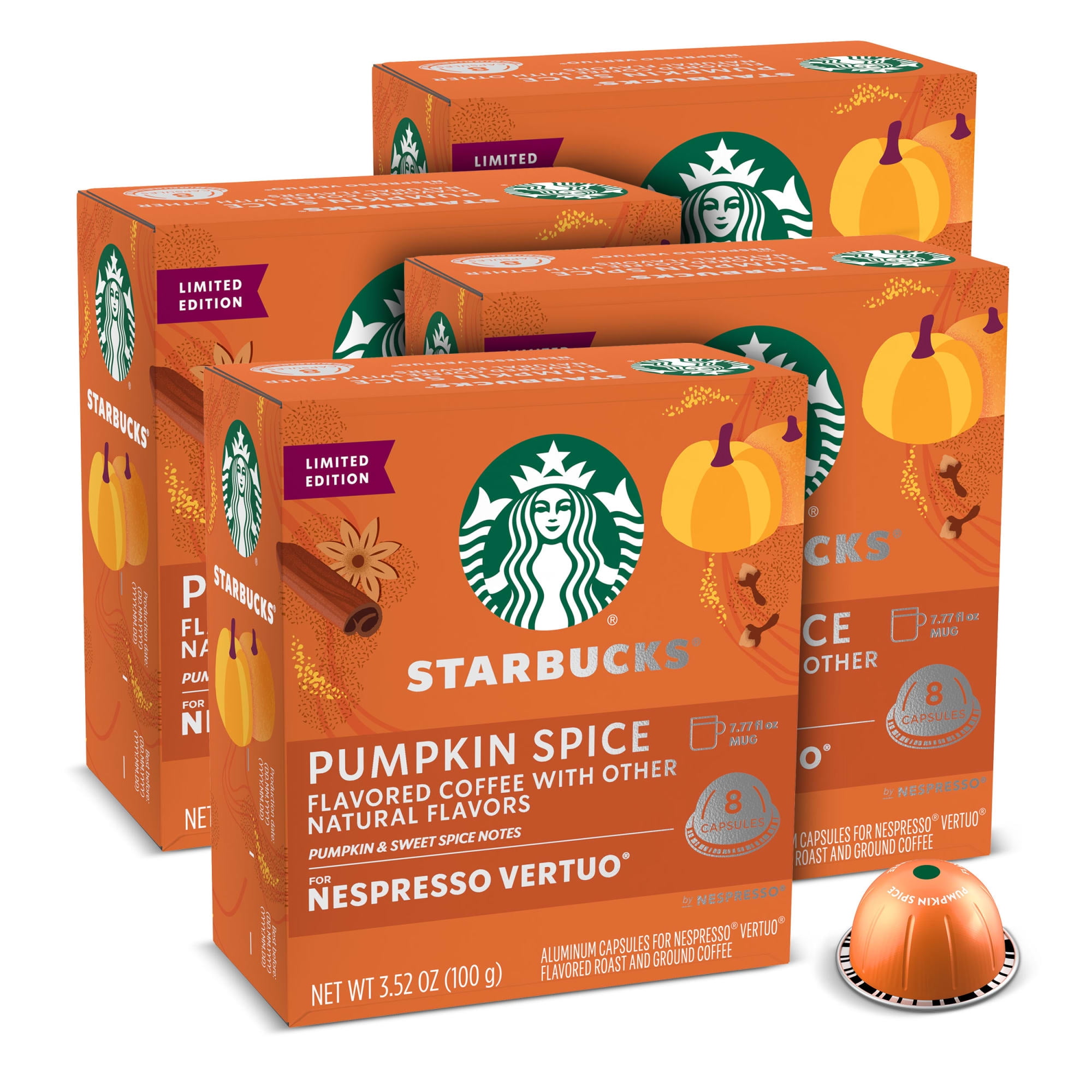 Starbucks by Nespresso Vertuo, Pumpkin Spice Flavored Coffee, Nespresso Capsules, 32 Pods ...