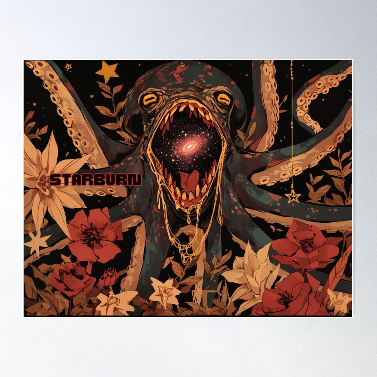 Starburn: 90S Grunge Cosmic Horror - Octopus And Galaxy Design Poster ...