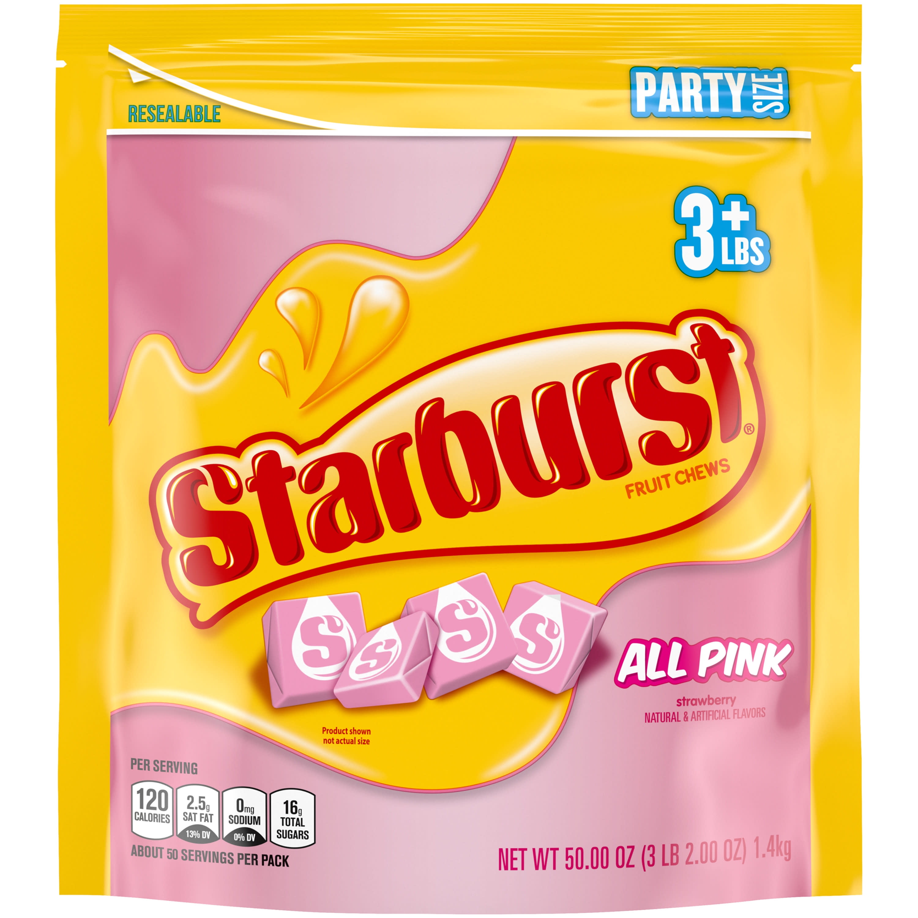 Starburst All Pink Fruit Chews Gummy Candy, Party Size - 50 oz Bag ...