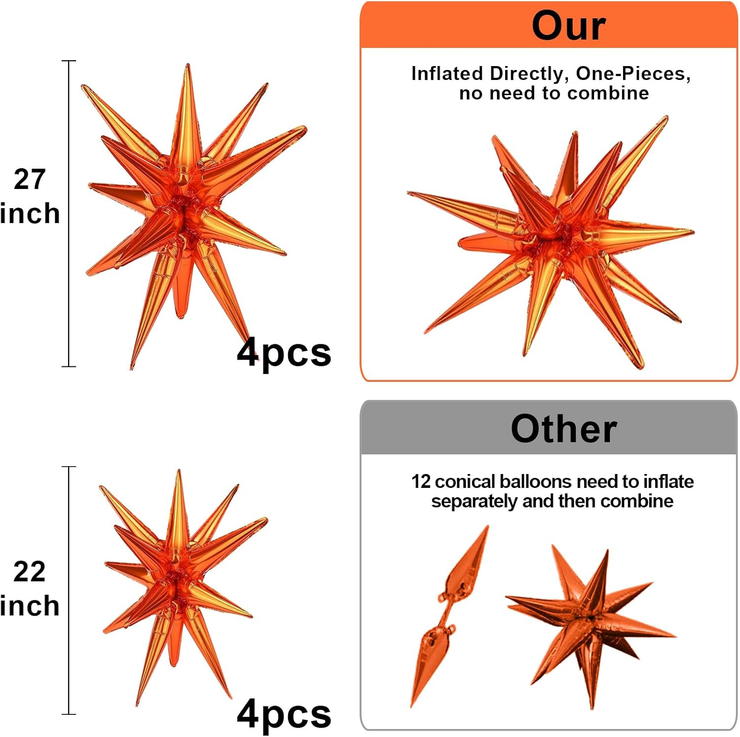 Starburst Balloons - Reusable Huge Exploding Star Birthday Decorations ...