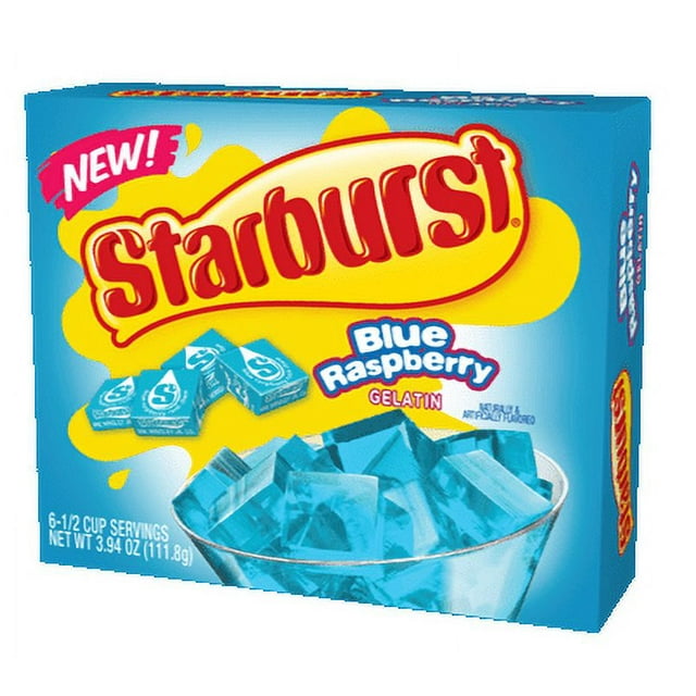 Starburst Blue Raspberry Gelatin Mix, 6 Servings, 3.94 oz Shelf-Stable ...
