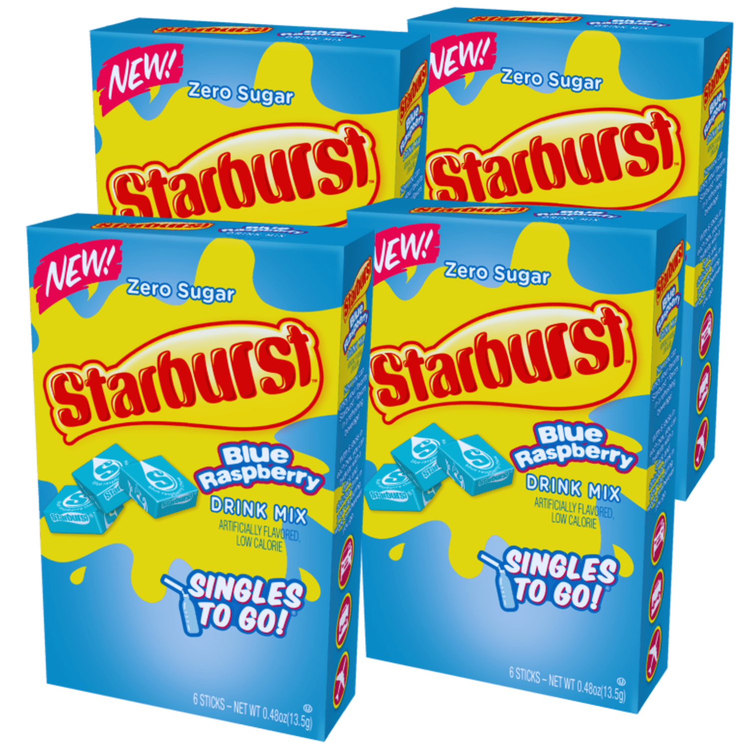 Starburst Blue Raspberry Singles-To-Go Fruity Burst of Sugar-Free ...