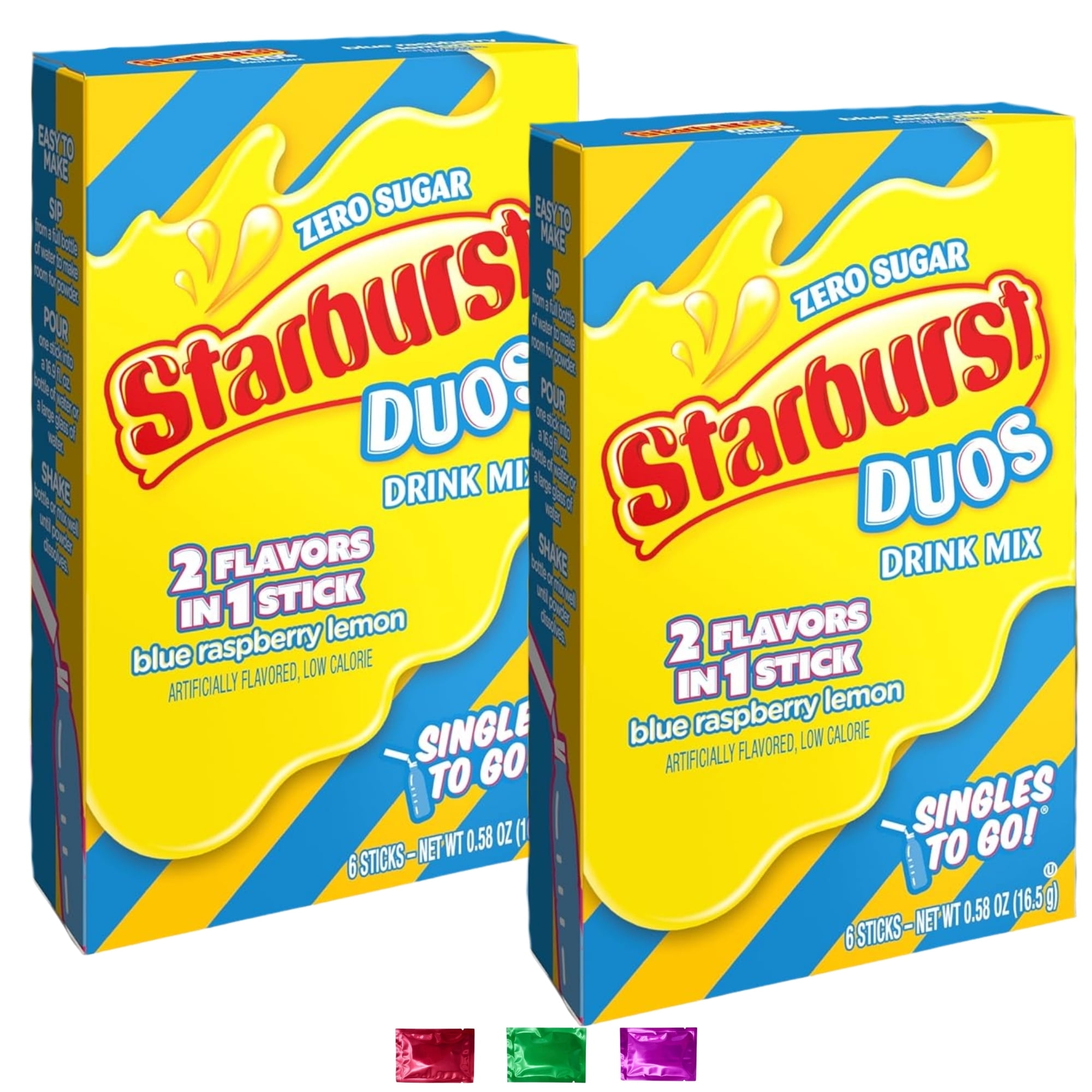 Starburst Duos Blue Raspberry Lemon Drink Mix Sugar-Free, 12 Packets ...