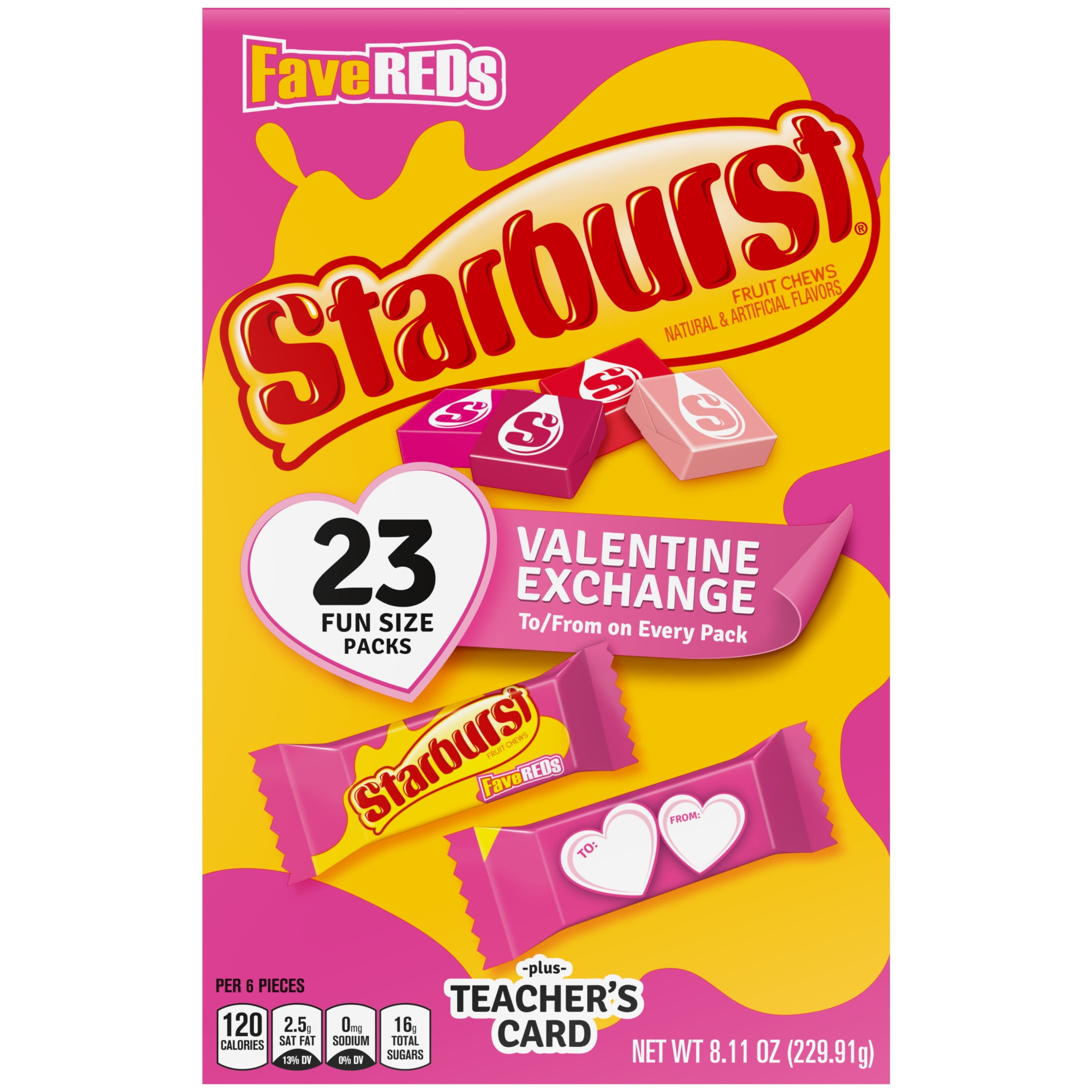Starburst FaveReds Chewy Candy Valentine Gift Exchange Fun Size, 23 ...