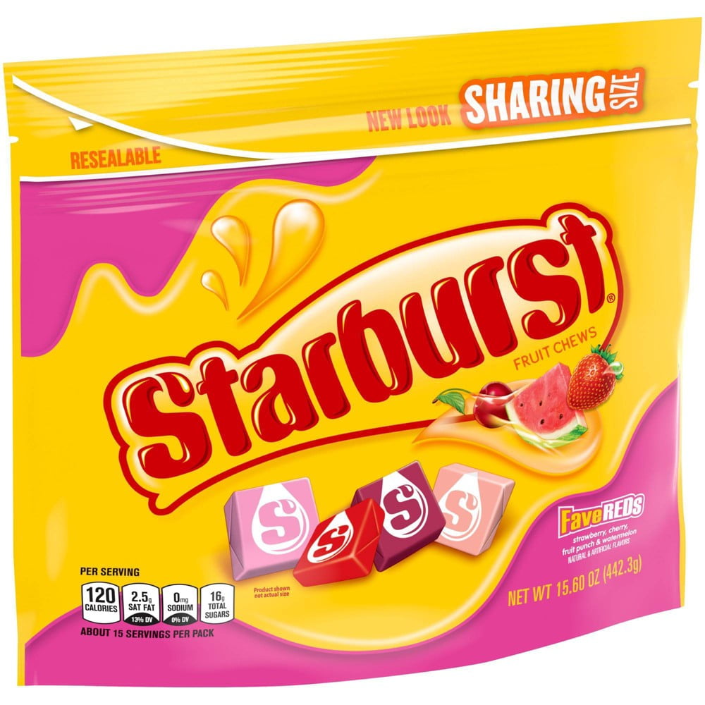 Starburst FaveREDS Chewy Candy, Strawberry, Fruit Punch, Watermelon ...