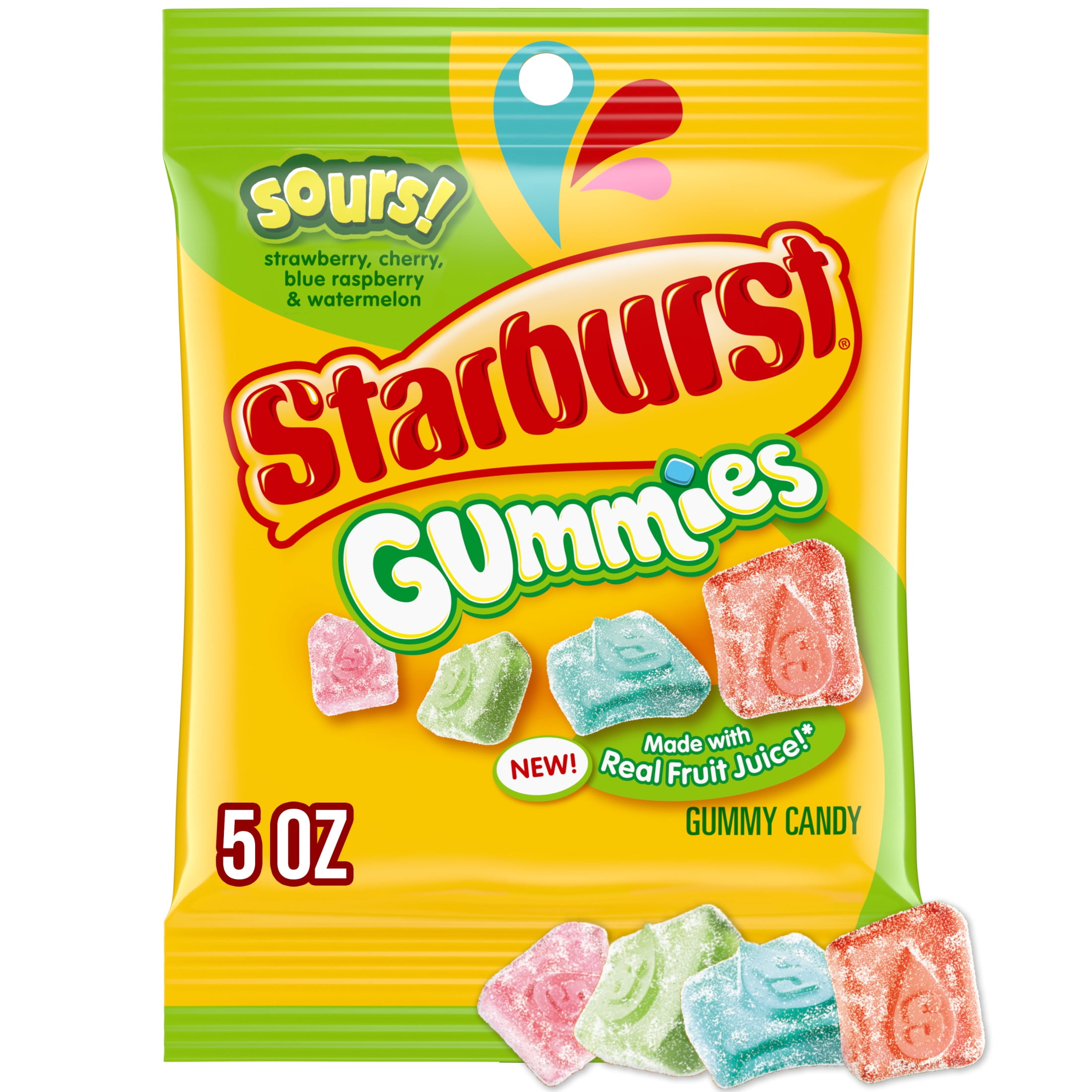 Starburst Gummies Sour Candy, Soft Chewy Tangy Treat, Strawberry Blue ...