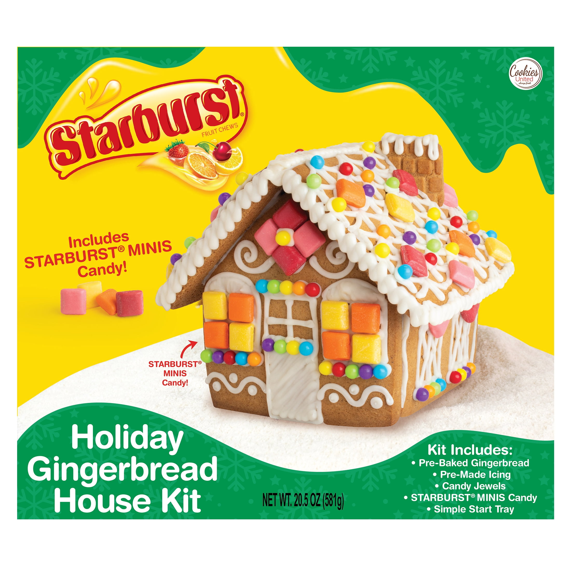 Starburst Holiday Gingerbread House Box Kit, 20.5oz, 1 Count - Walmart.com