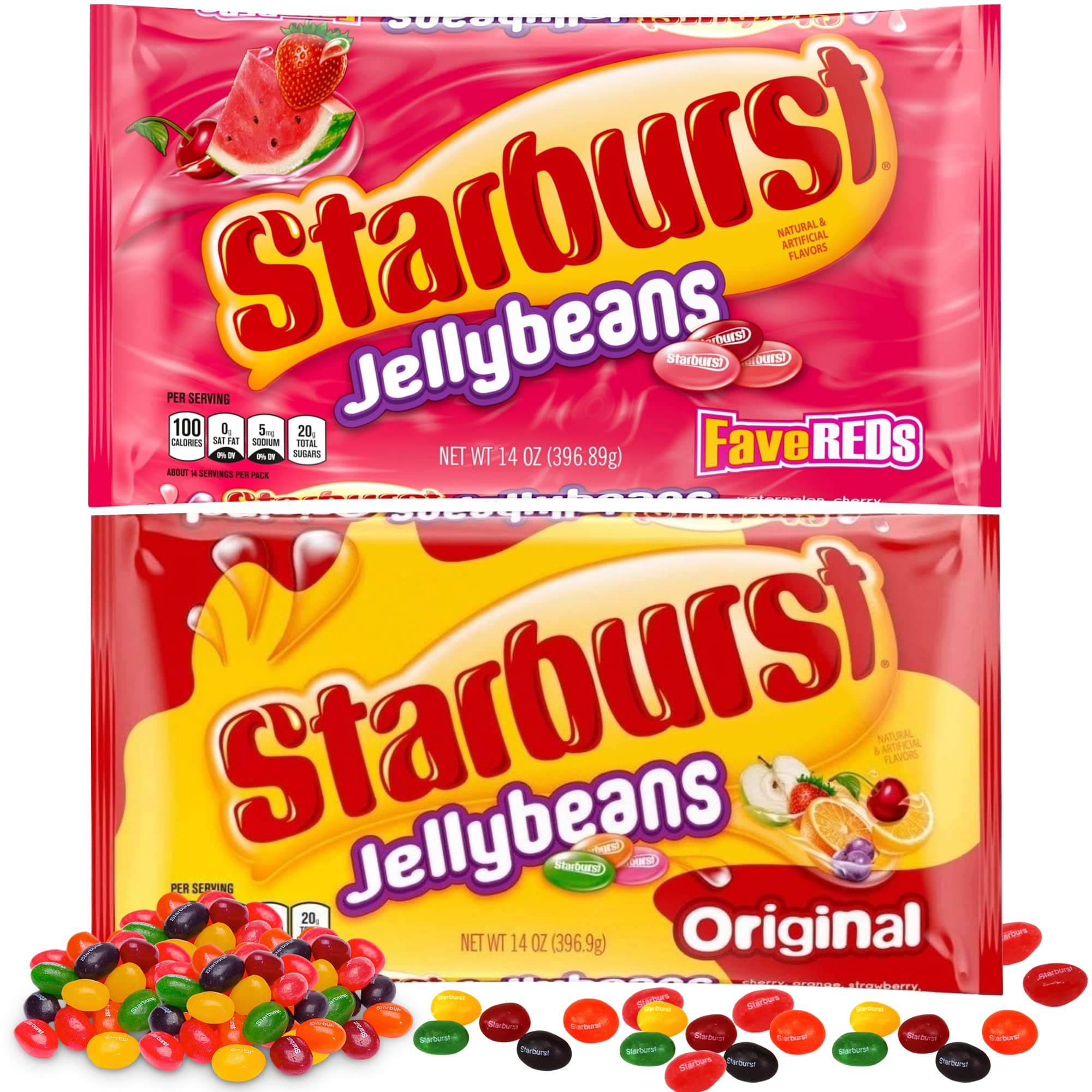Starburst Jelly Beans â€“ 2-Pack Fave Reds Jelly Beans and Original (14 ...