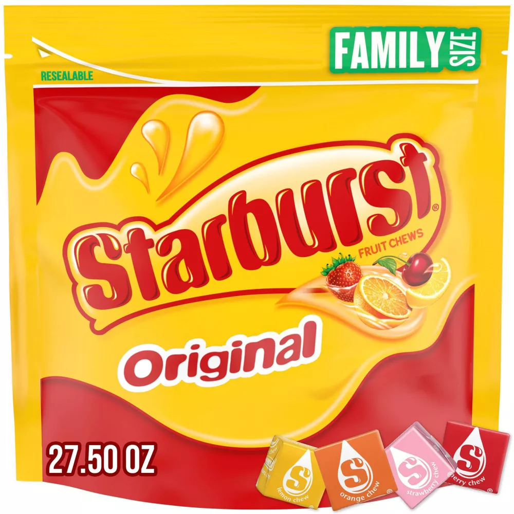 Starburst Original Fruit Chewy Candies Family Size Candy Bag - 27.5oz ...