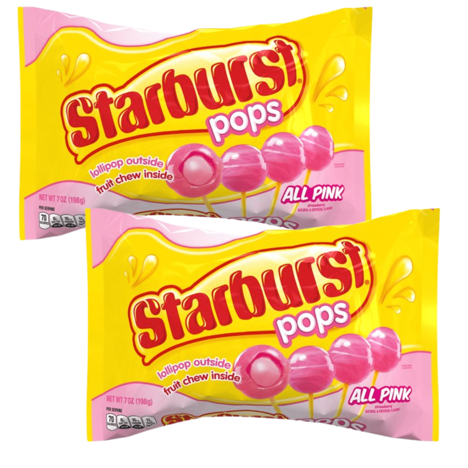 Starburst Pops All Pink Candy Lollipops 7oz, Hard Shell Sucker Candy ...