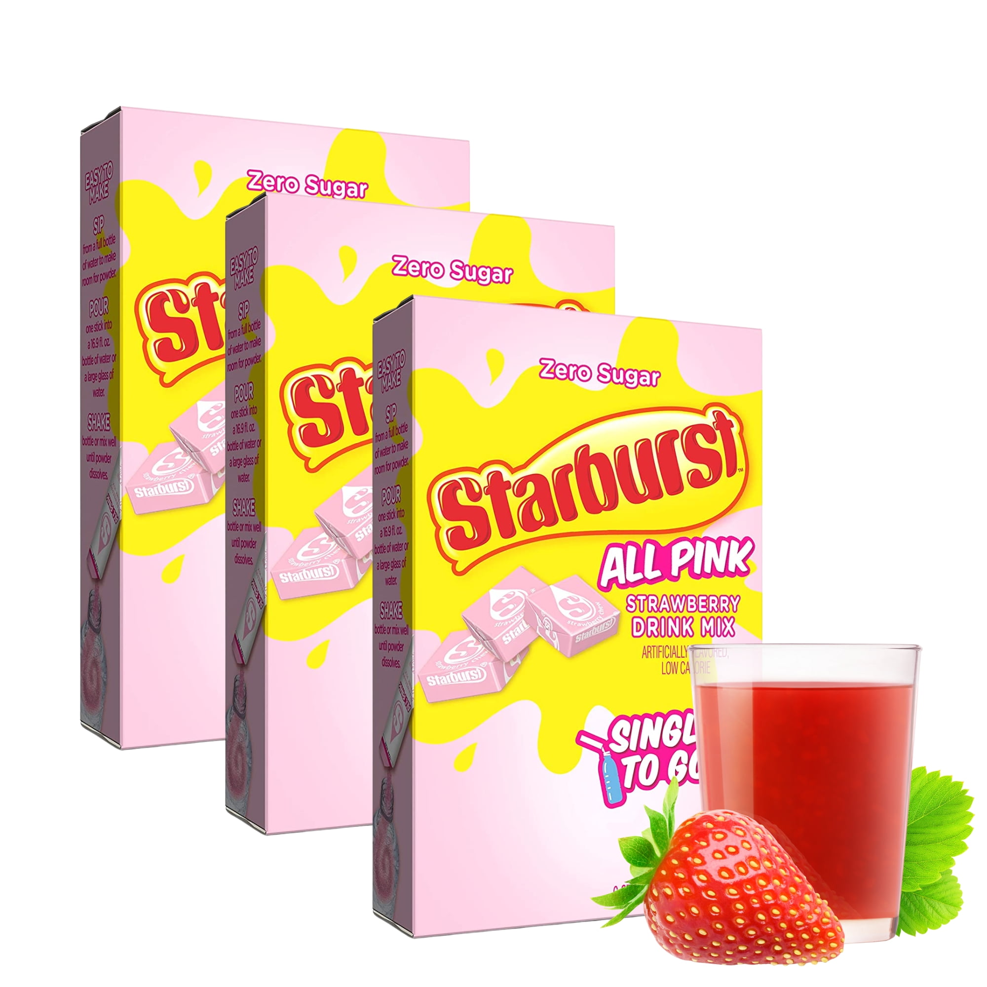 Starburst Singles To Go Powdered Drink Mix All Pink Strawberry Flavor ...