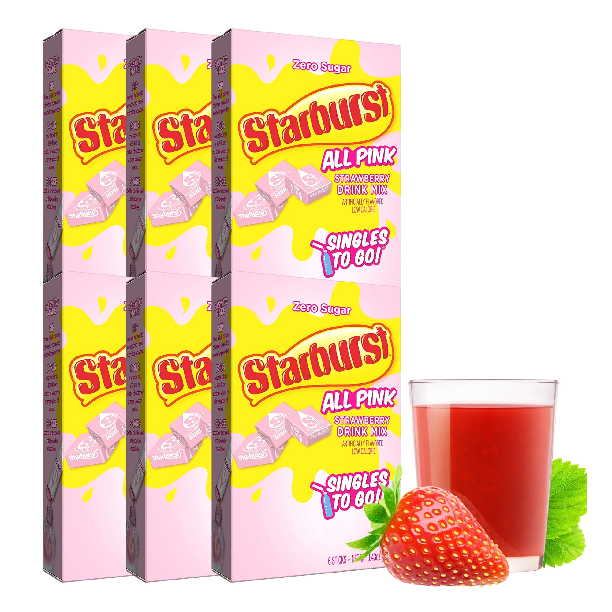 Starburst Singles To Go Powdered Drink Mix All Pink Strawberry Flavor ...