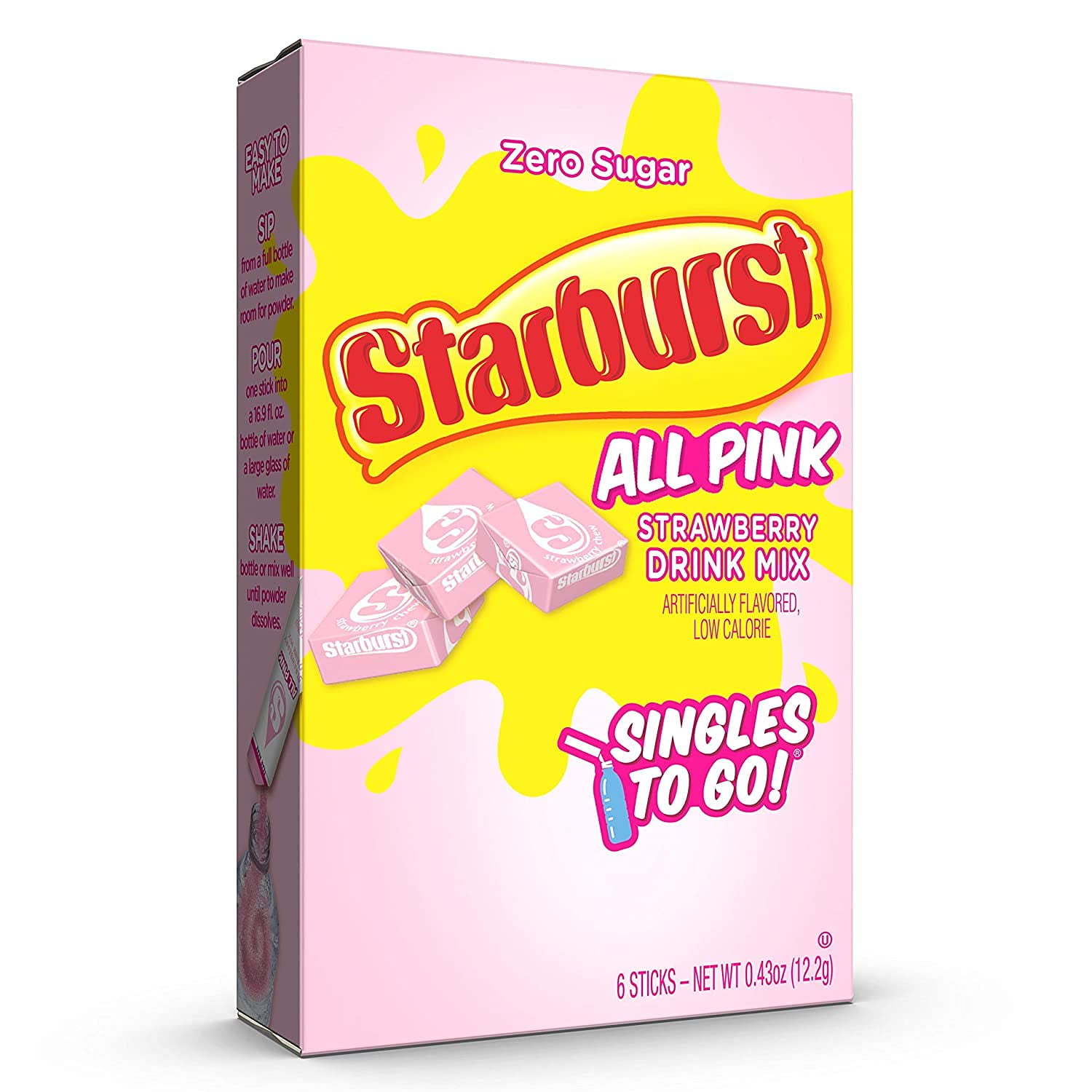 Starburst Singles To Go Powdered Drink Mix, All Pink Strawberry, 3 ...