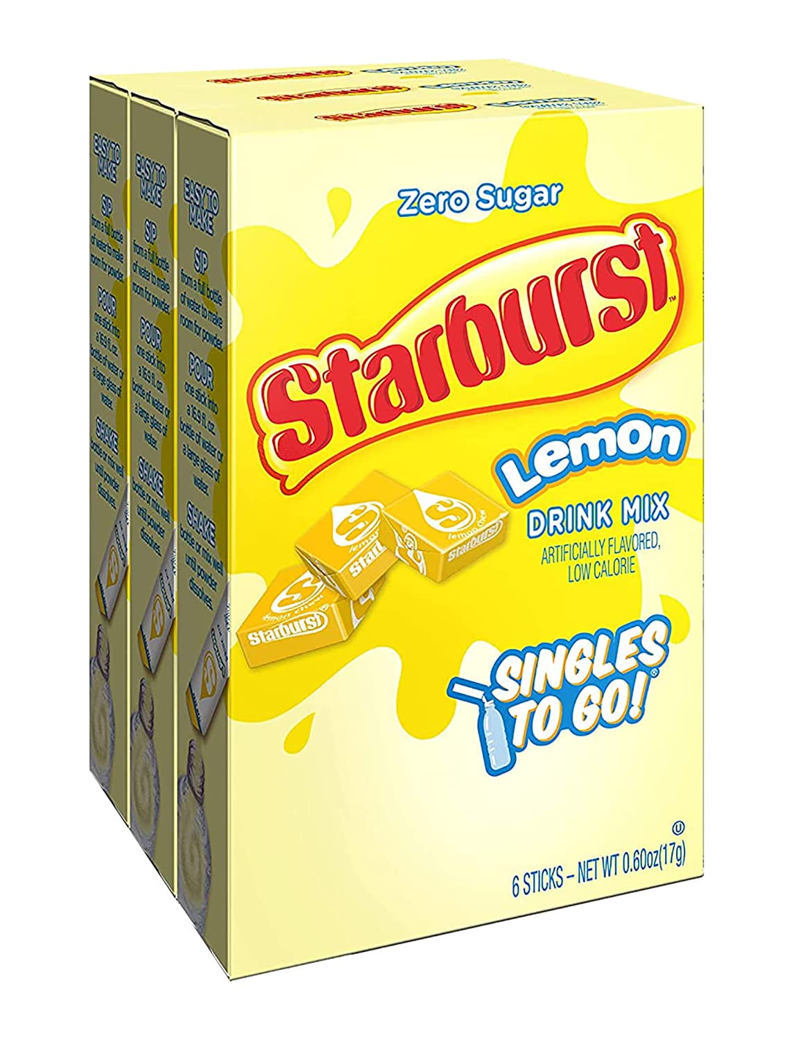 Starburst Singles To Go Powdered Drink Mix, Lemon, 3 Boxes with 6 ...