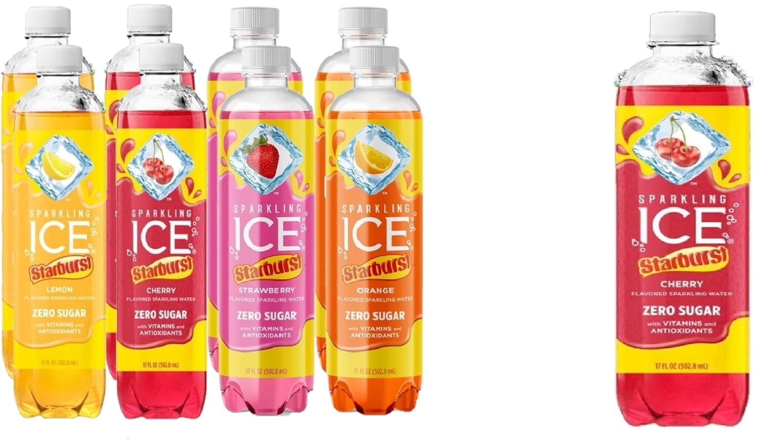 Starburst Sparkle: 9-Pack Fizzy Flavored Sparkling ICE Water Variety - 17oz, Rich in ...