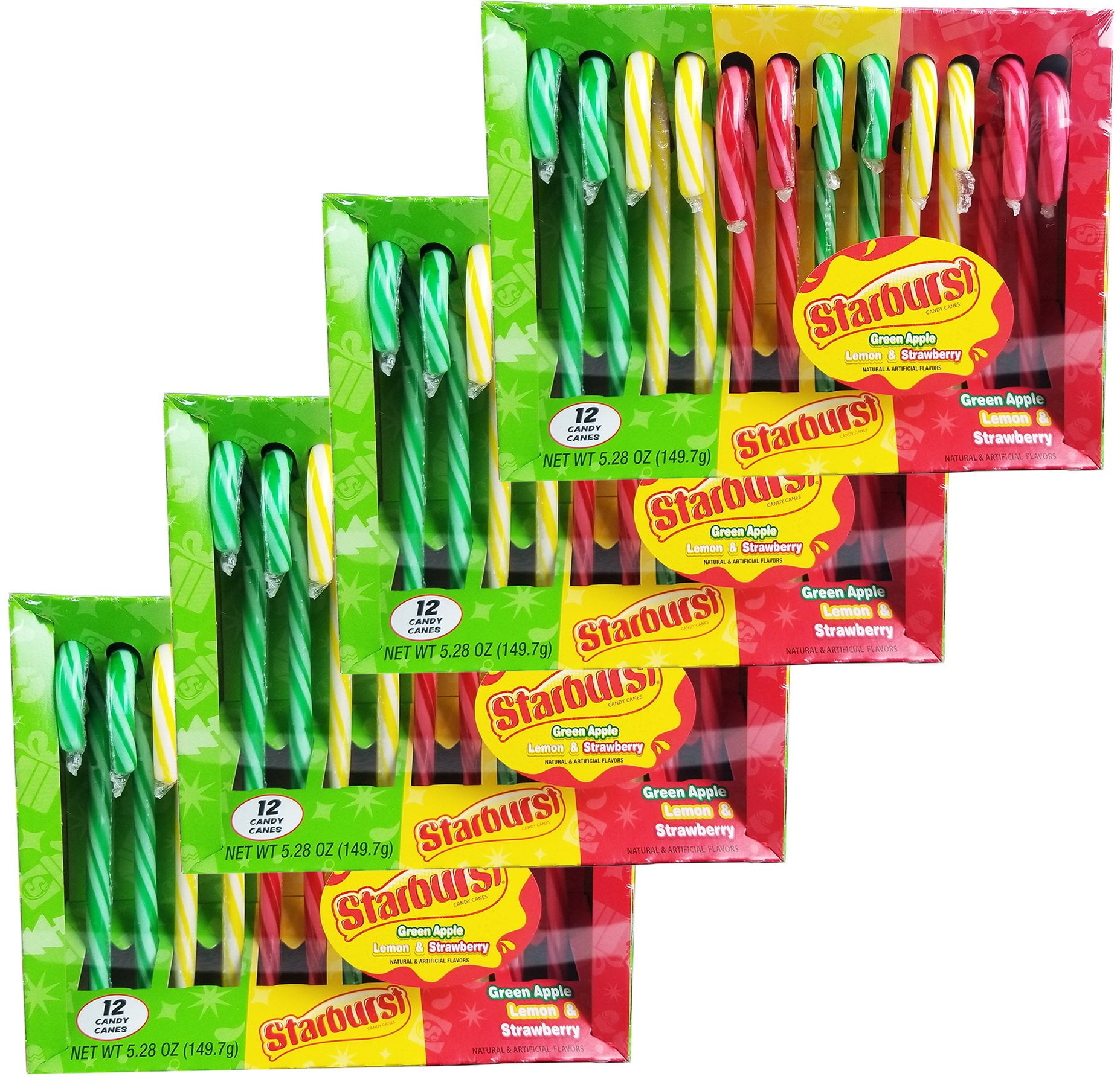 Starburst Sweet Hard Candy Canes 6 oz. 12 Ct for Christmas - Pack of 4 ...