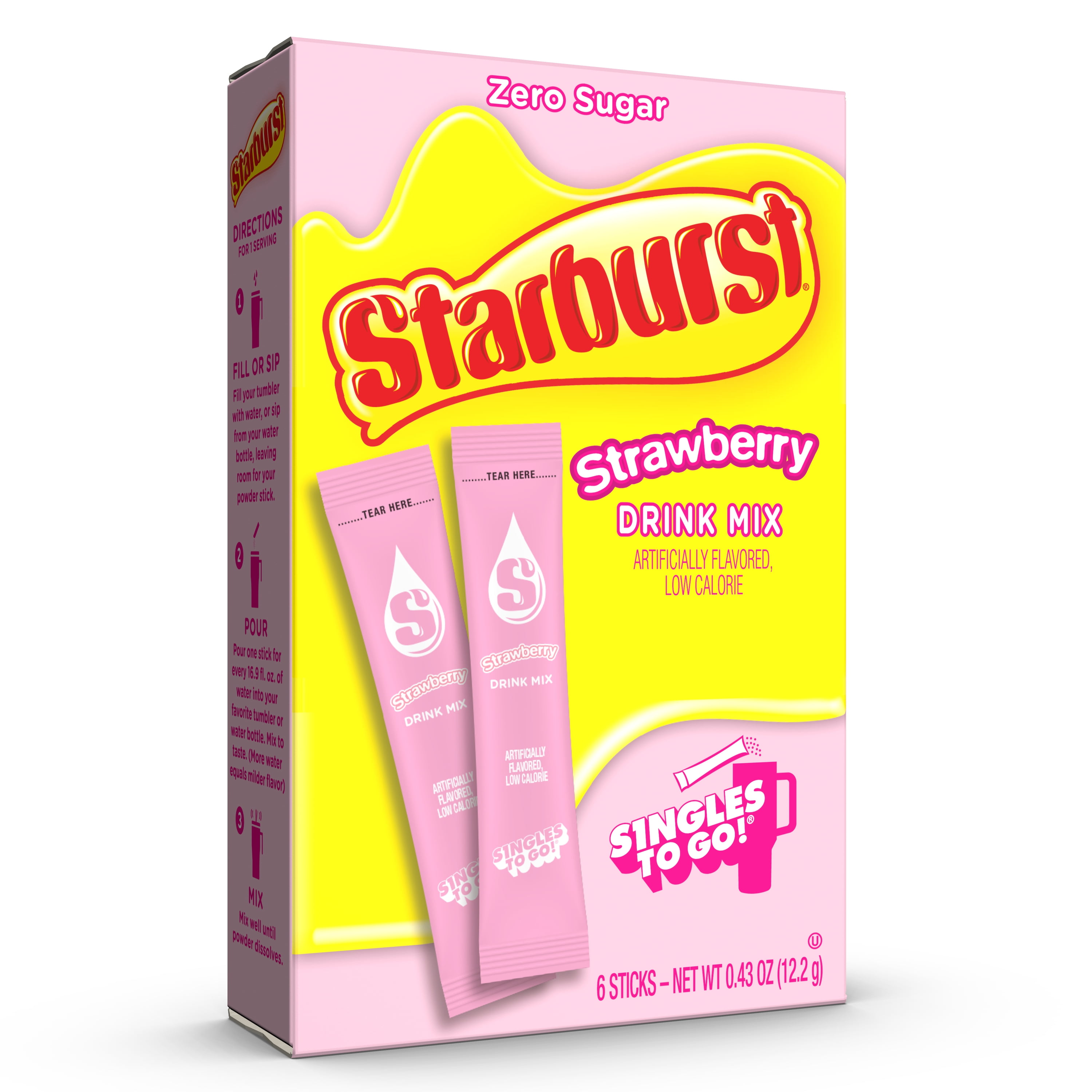 Starburst Zero Sugar Water Flavoring Enhancer, Pink Strawberry Singles ...