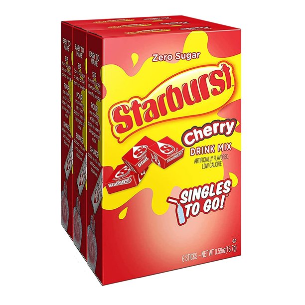 Starburst Zero Sugar Singles-to-Go Powdered Drink Mix, Cherry, 6 Count ...